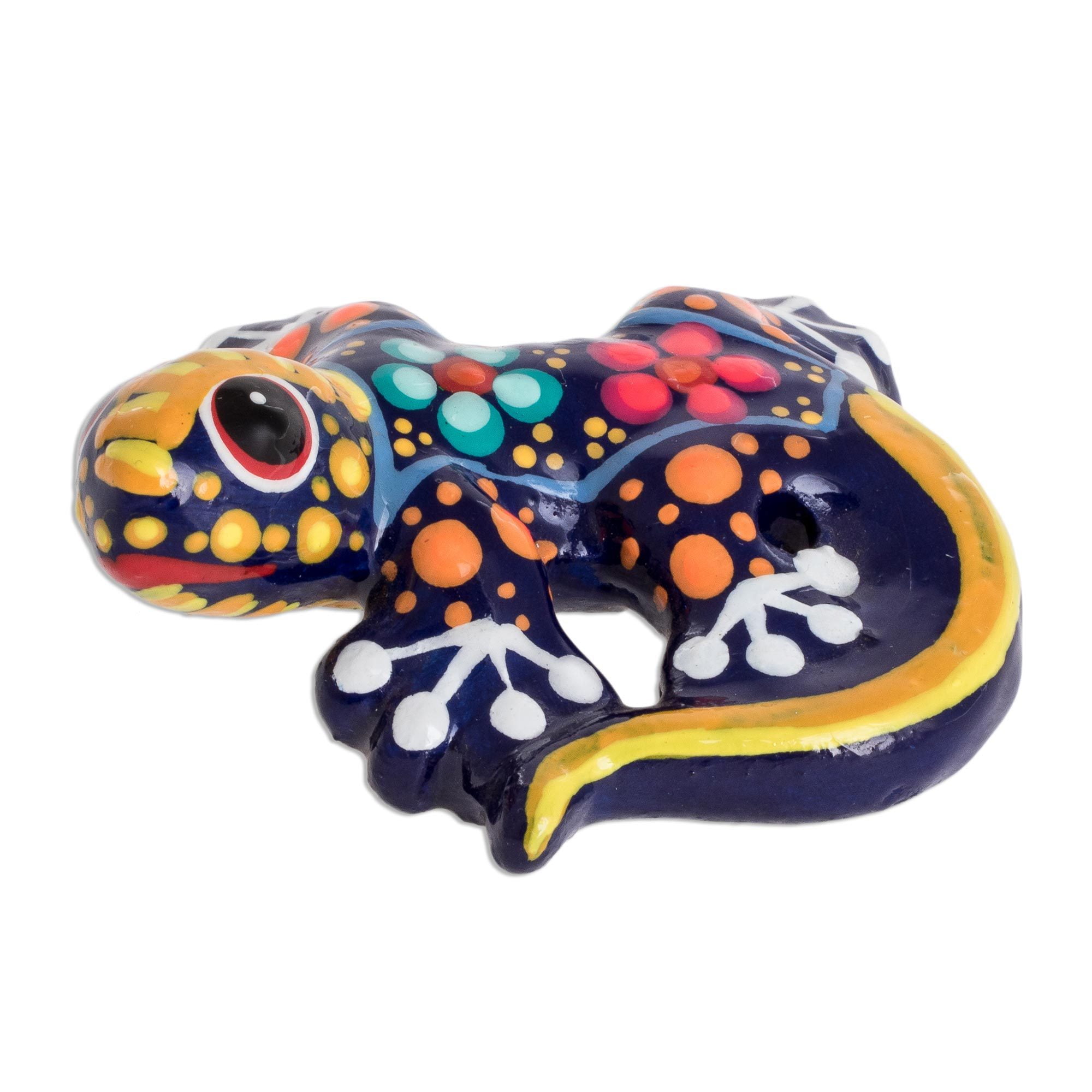 NOVICA Ceramic figurine, 'Gecko of the Garden in Blue' - Walmart.com