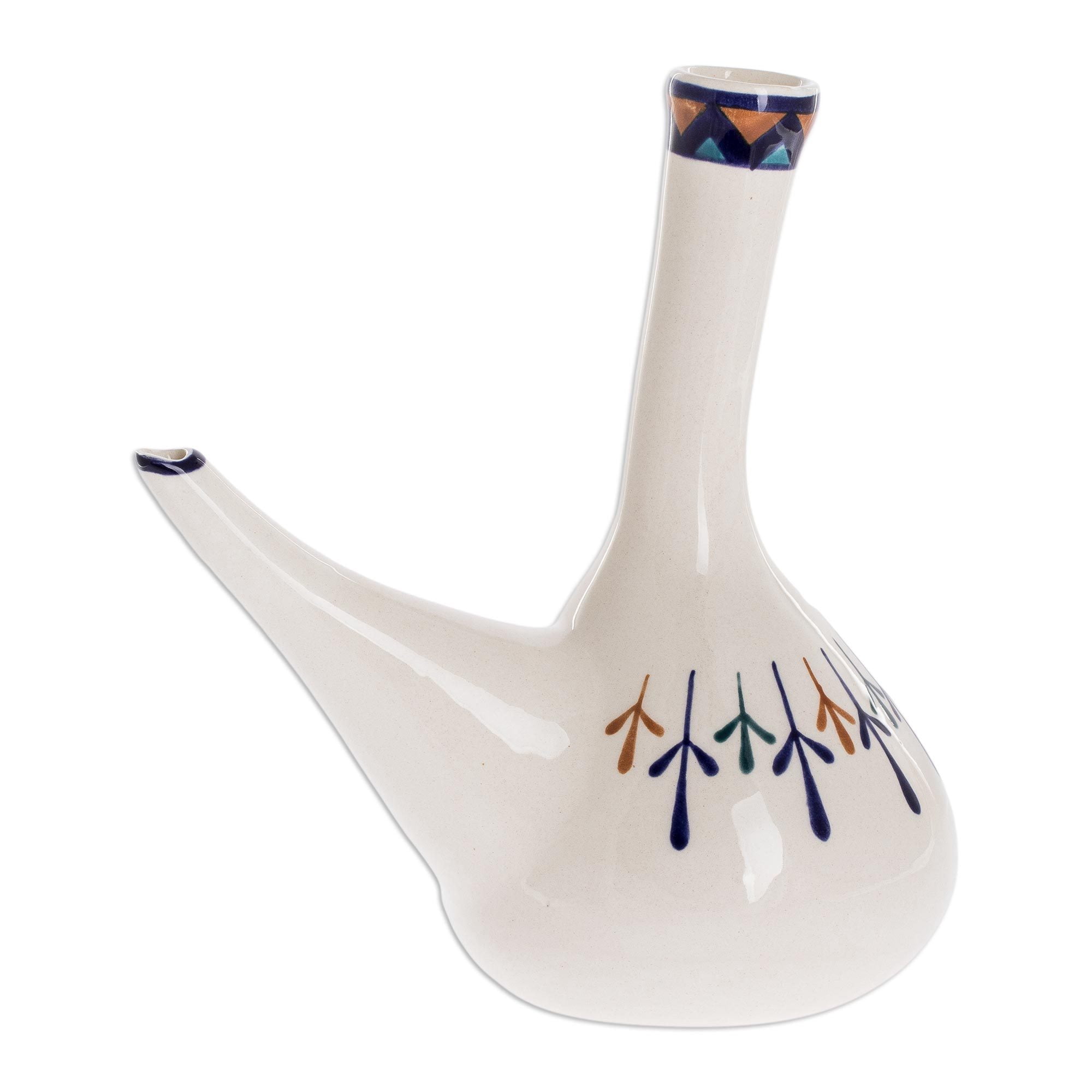 NOVICA Ceramic porron wine pitcher, 'Antigua Breeze' - Walmart.com