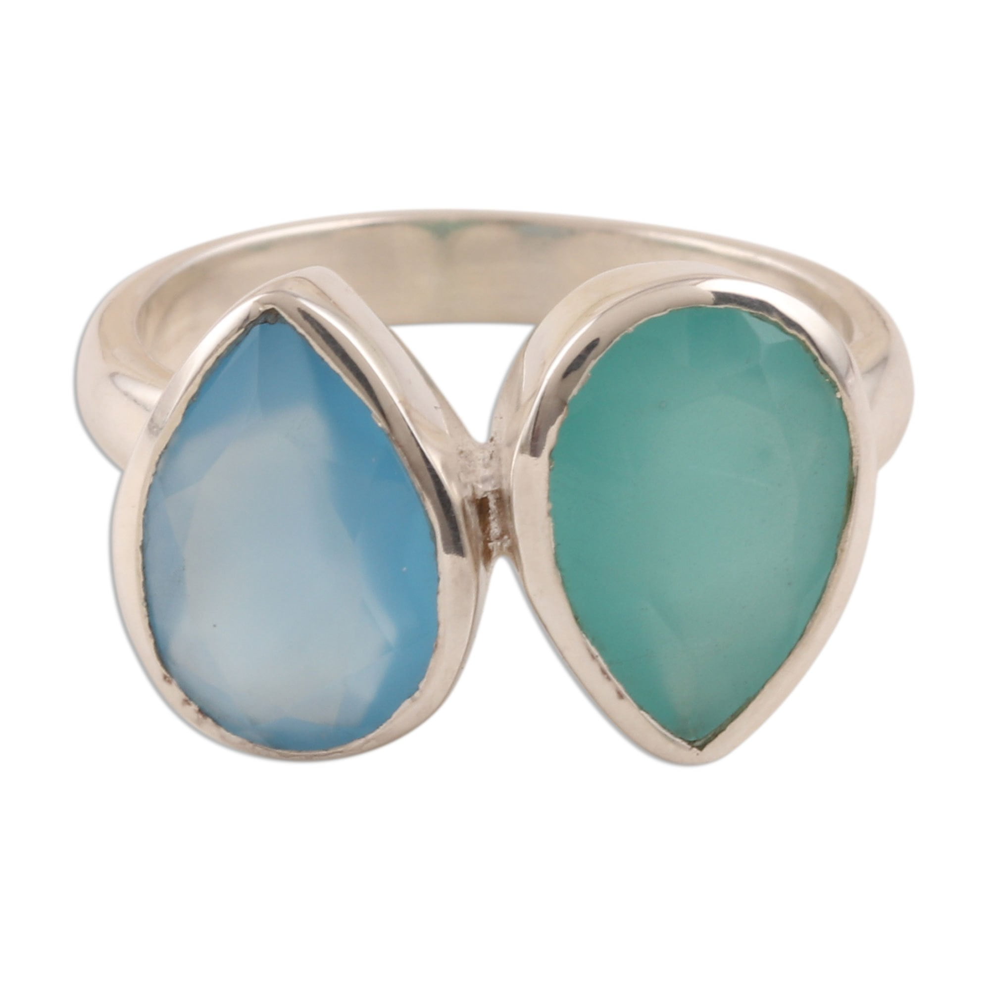 NOVICA Chalcedony cocktail ring, 'Teardrop Sparkle' - Walmart.com