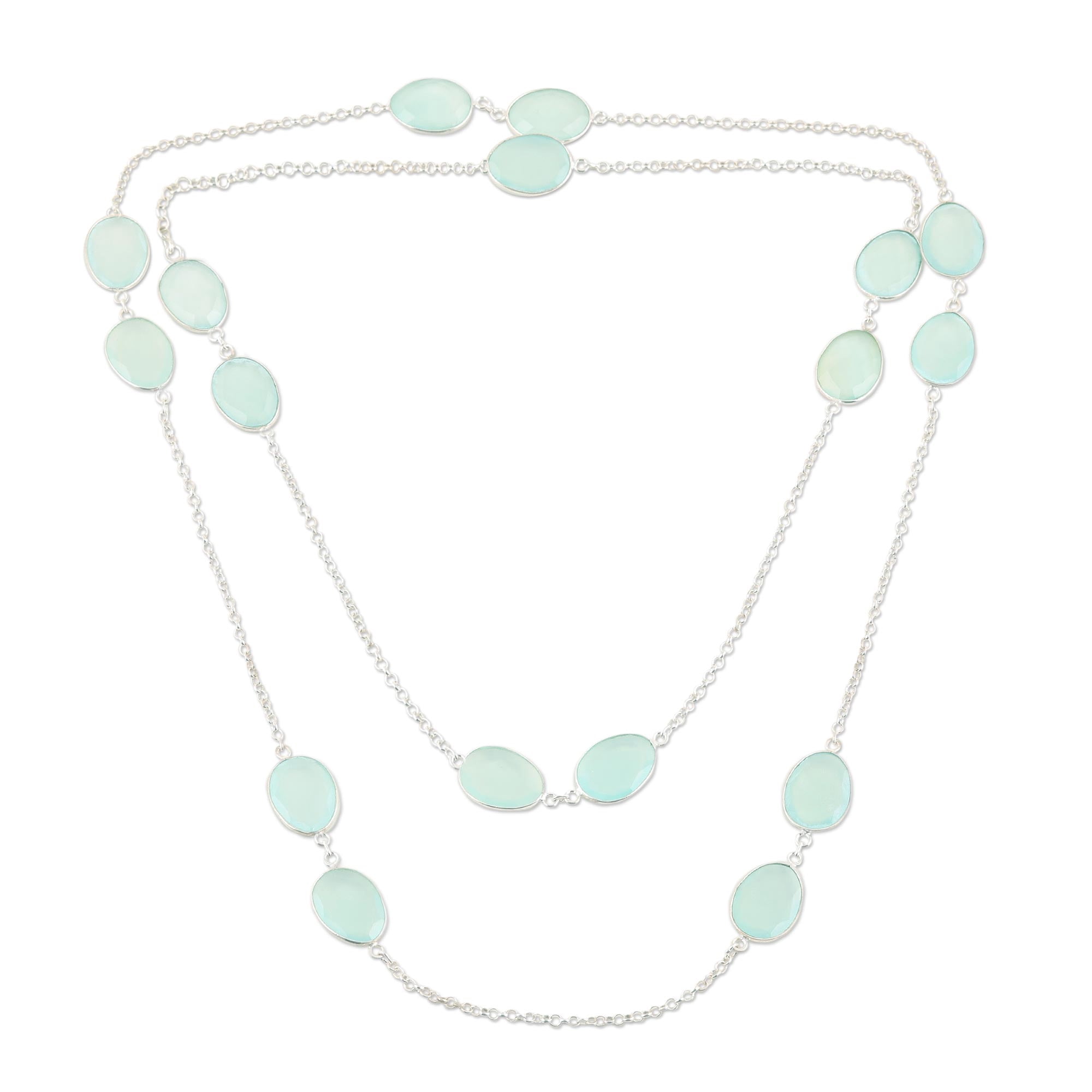 NOVICA Chalcedony long station necklace, 'Aqua Princess' - Walmart.com