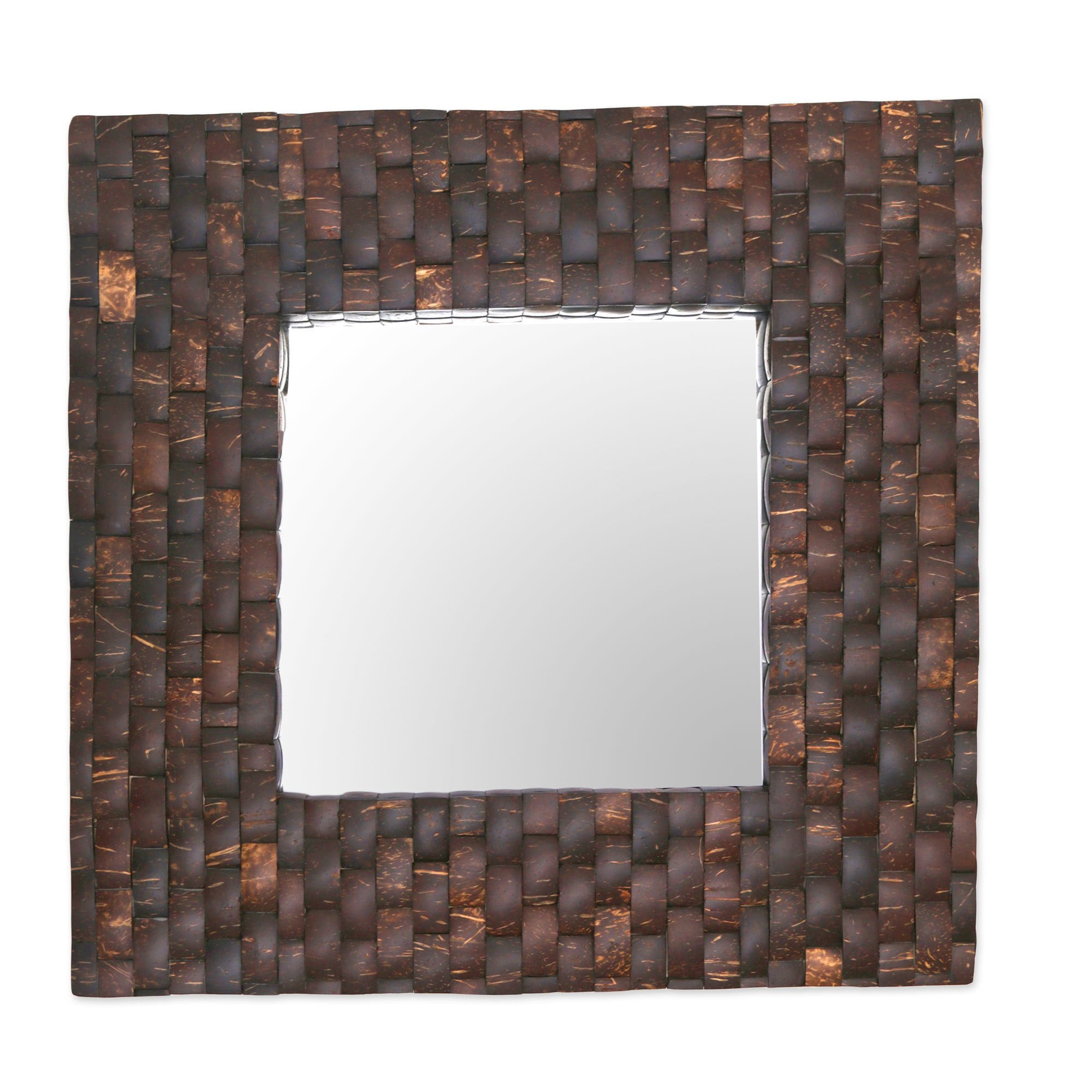 NOVICA Coconut shell wall mirror, 'Reflections of Nature' - Walmart.com