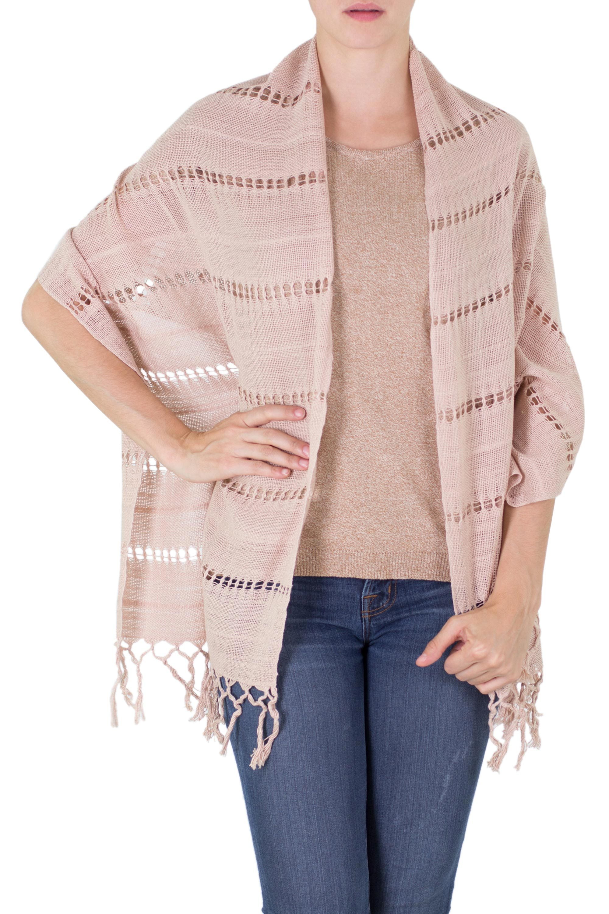 NOVICA Cotton shawl, 'Shaded Beauty in Champagne' - Walmart.com