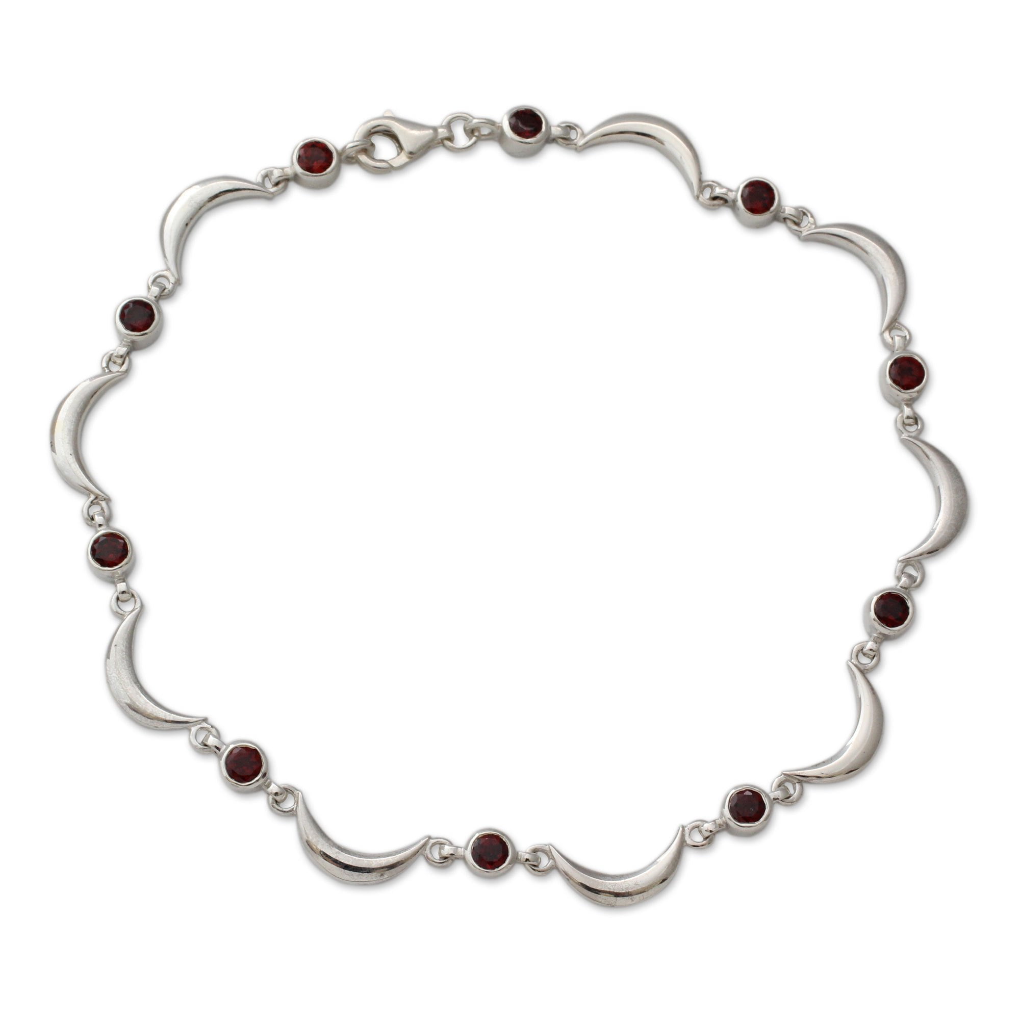 NOVICA Garnet anklet, 'Crescent Moons' - Walmart.com