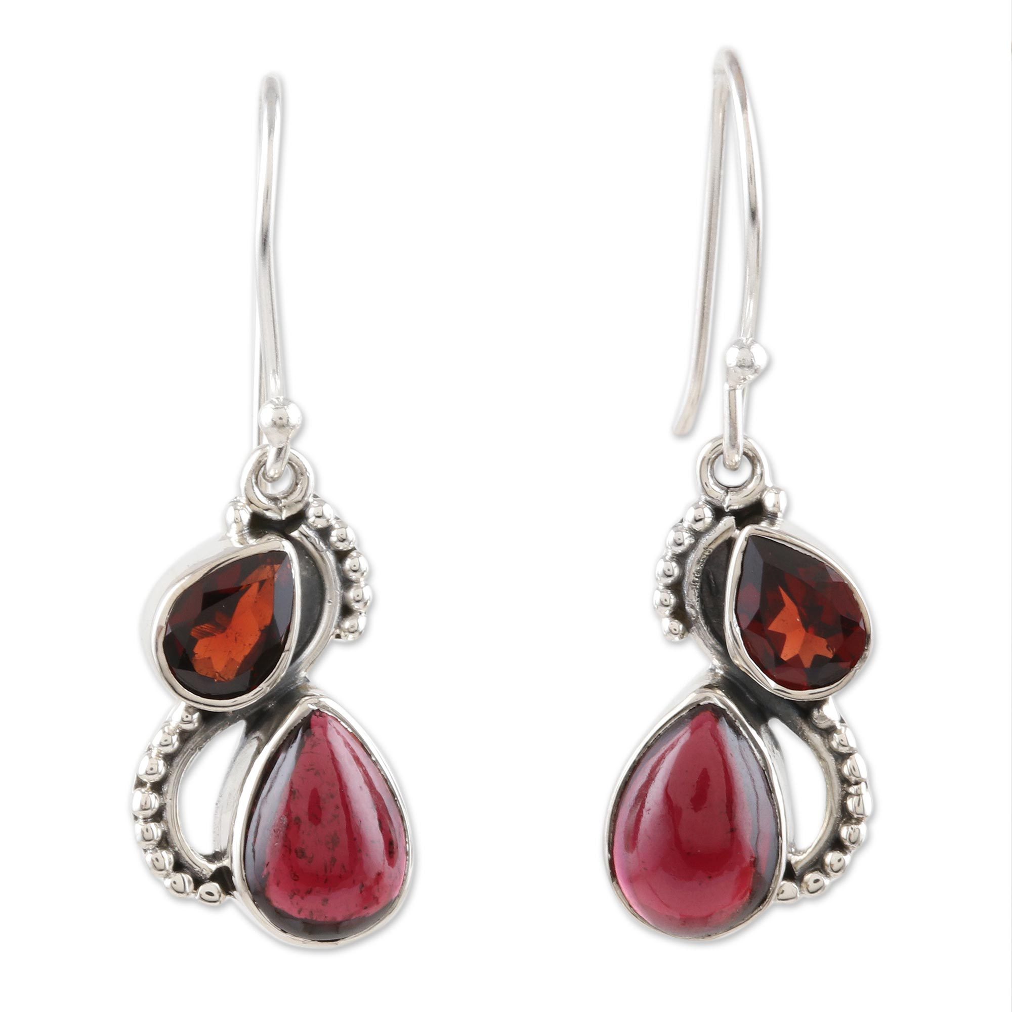 NOVICA Garnet dangle earrings, 'Fireglow' - Walmart.com