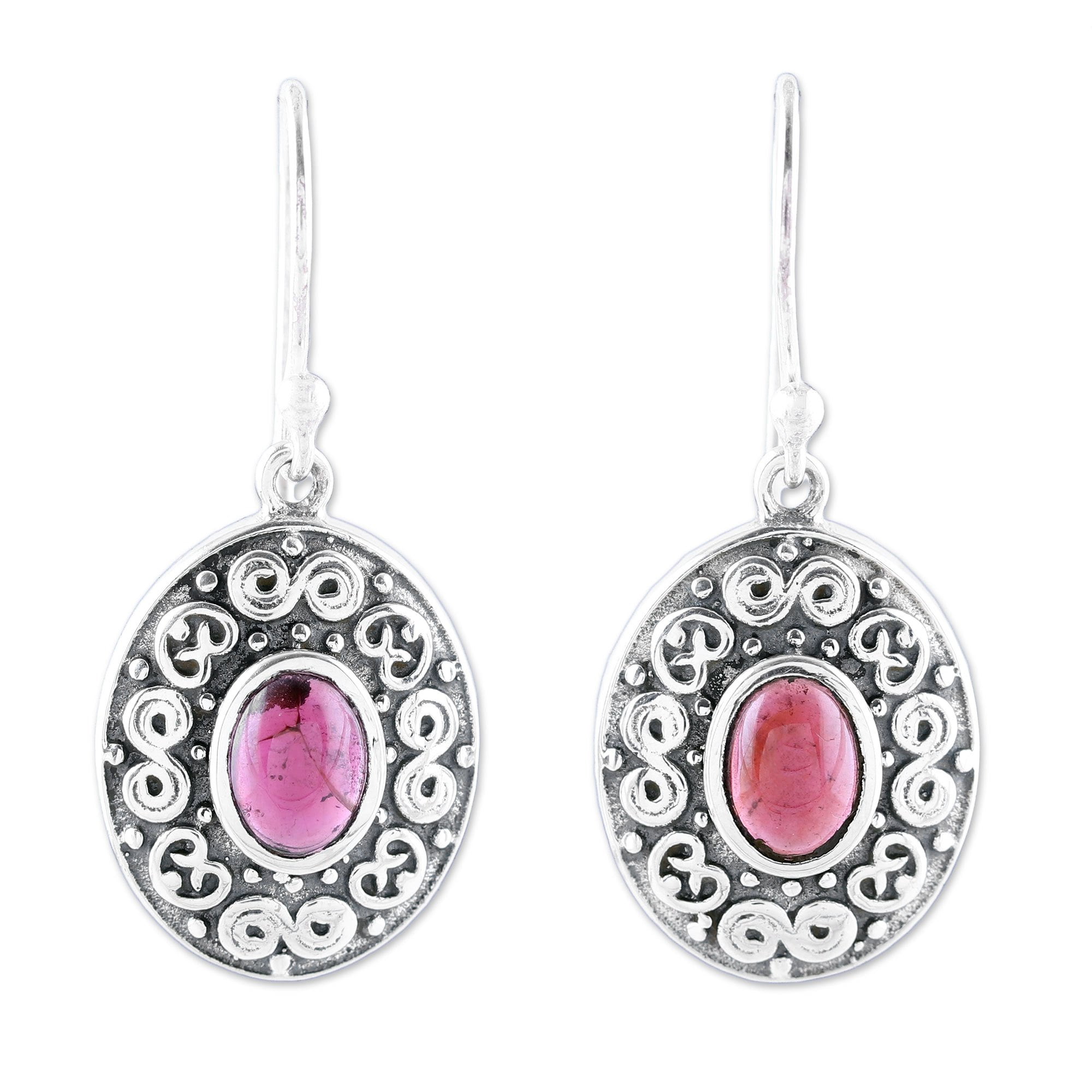 NOVICA Garnet dangle earrings, 'Swirling Ellipse' - Walmart.com
