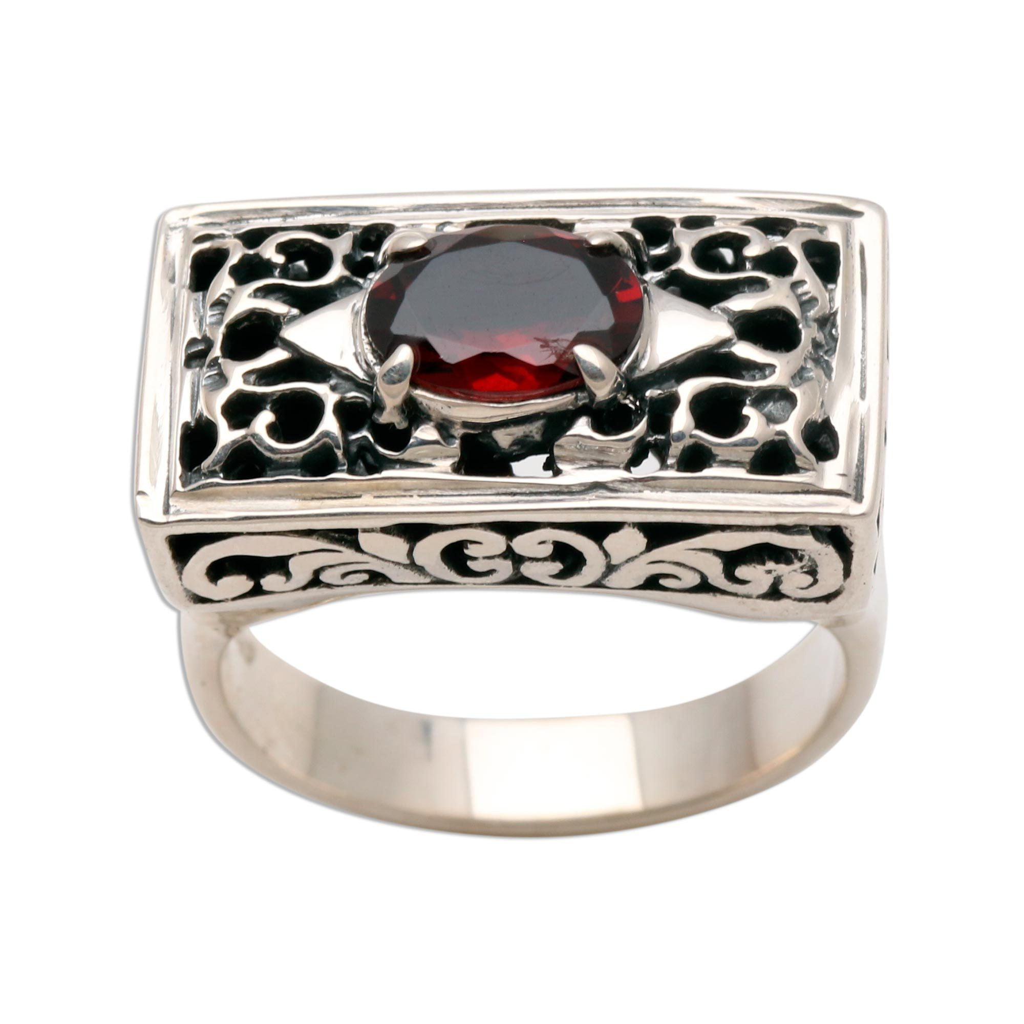 NOVICA Garnet filigree ring, 'Royal Coronation' - Walmart.com