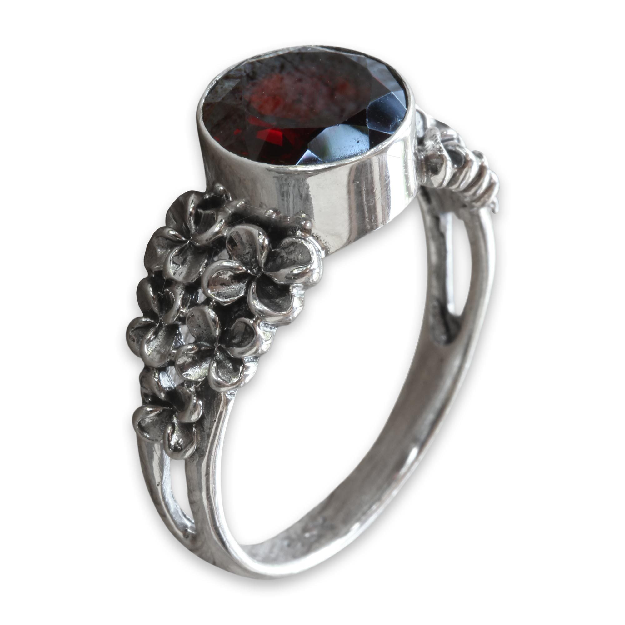 NOVICA Garnet flower ring, 'Crimson Frangipani' - Walmart.com