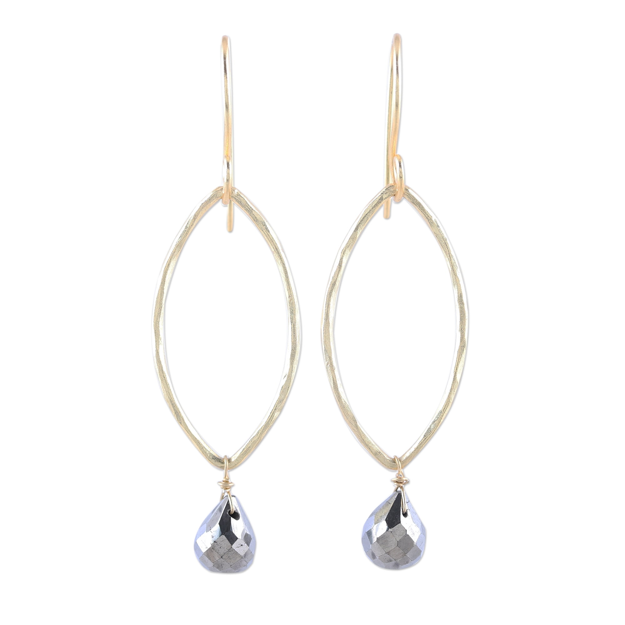 NOVICA Gold plated pyrite dangle earrings, 'Metallic Gleam' - Walmart.com