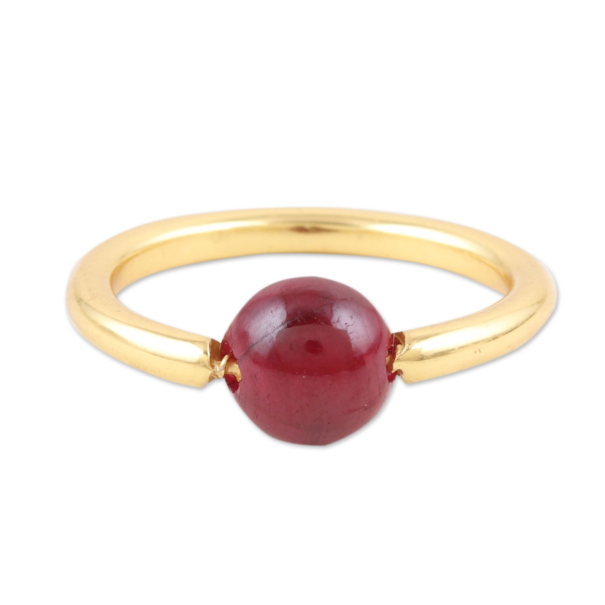 NOVICA Gold-plated ruby single stone ring, 'Return to Saturn in Red ...