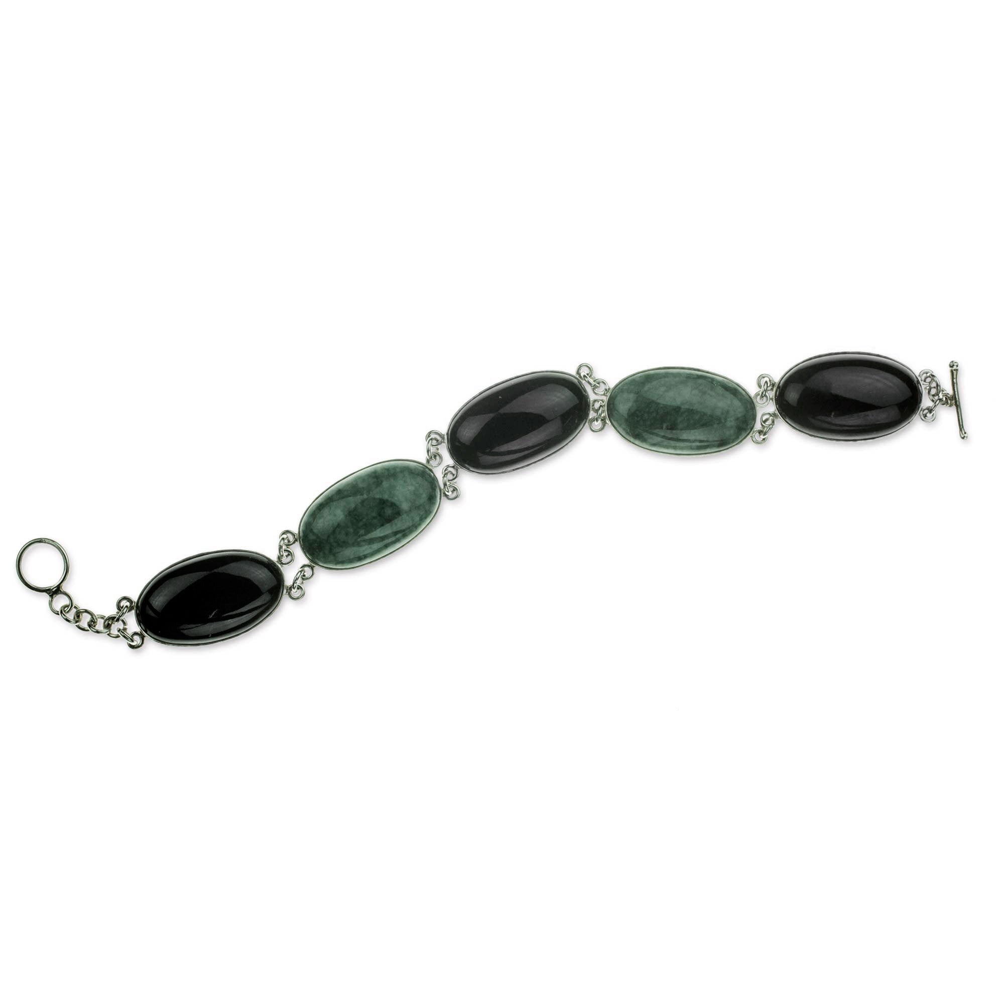 NOVICA Jade link bracelet, 'Black and Green Tonalities' - Walmart.com