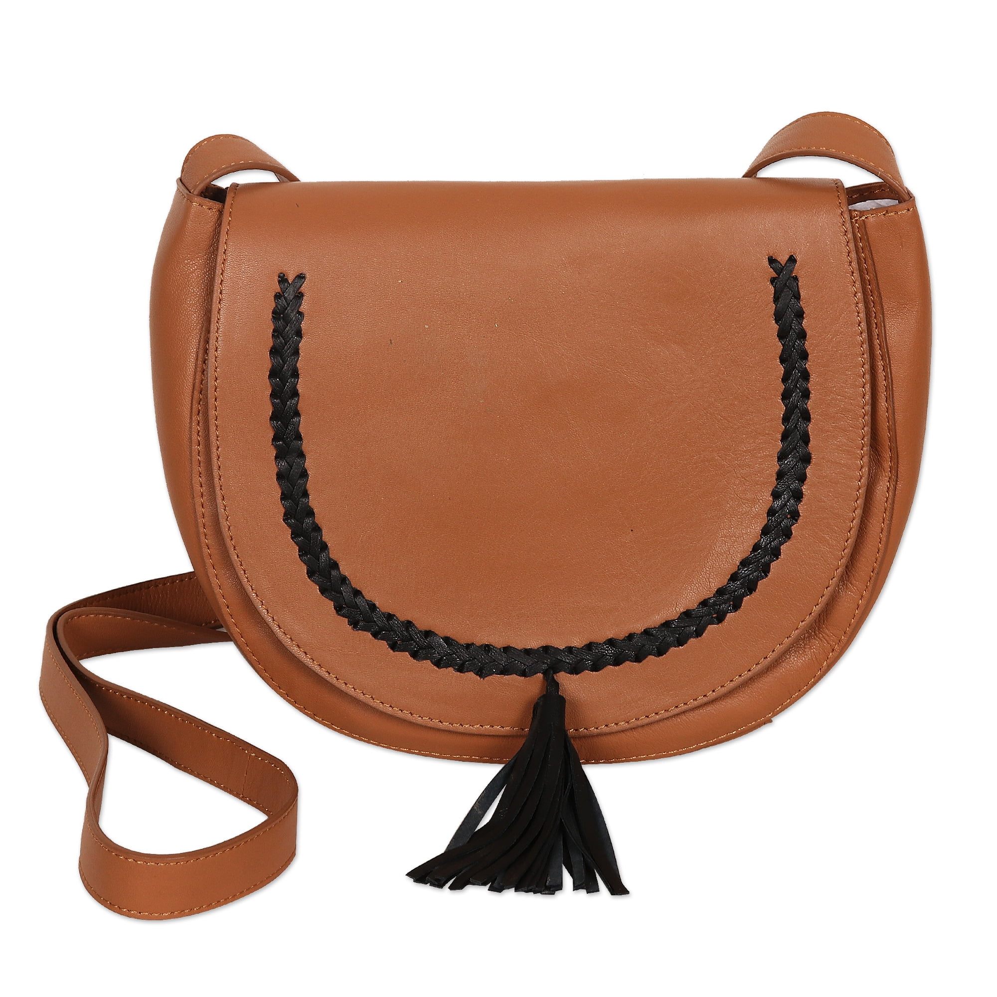 NOVICA Leather sling bag, 'Sing Softly in Brown' - Walmart.com
