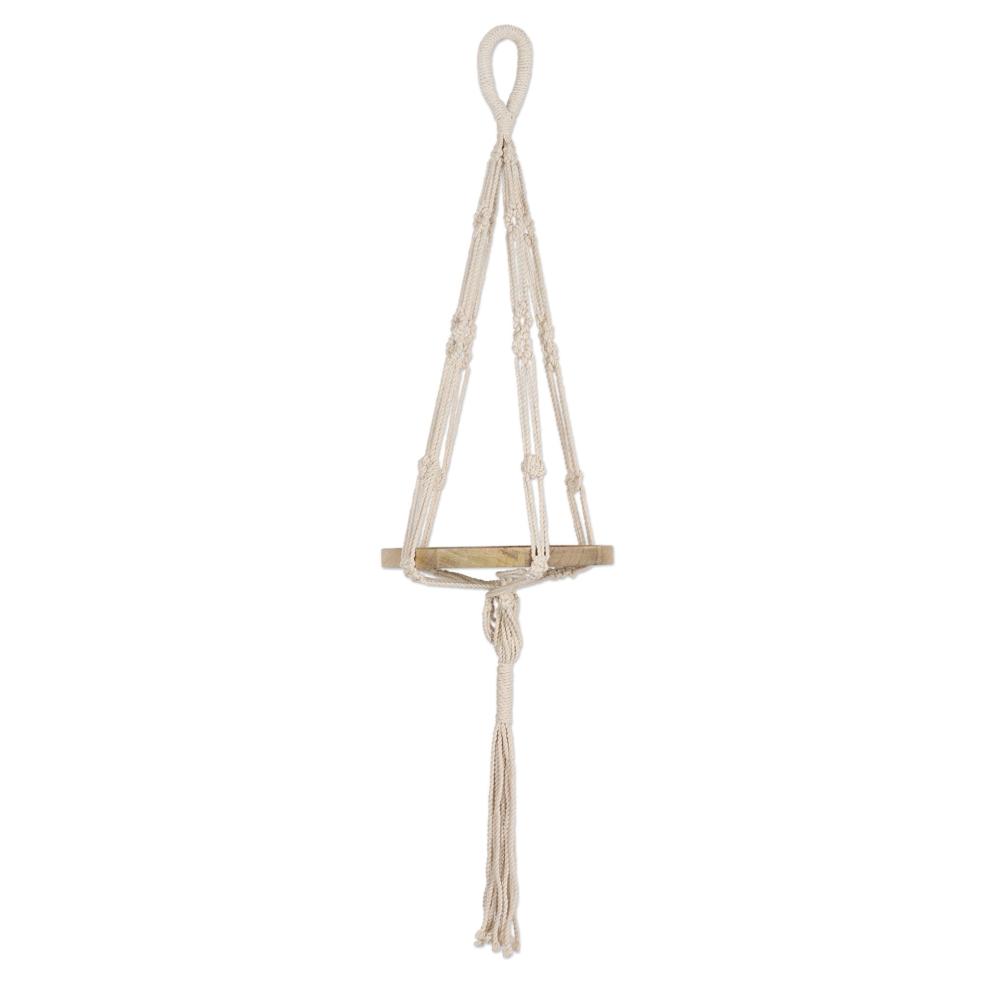NOVICA Macrame cotton and mango wood hanging shelf, 'Bohemian Like You ...