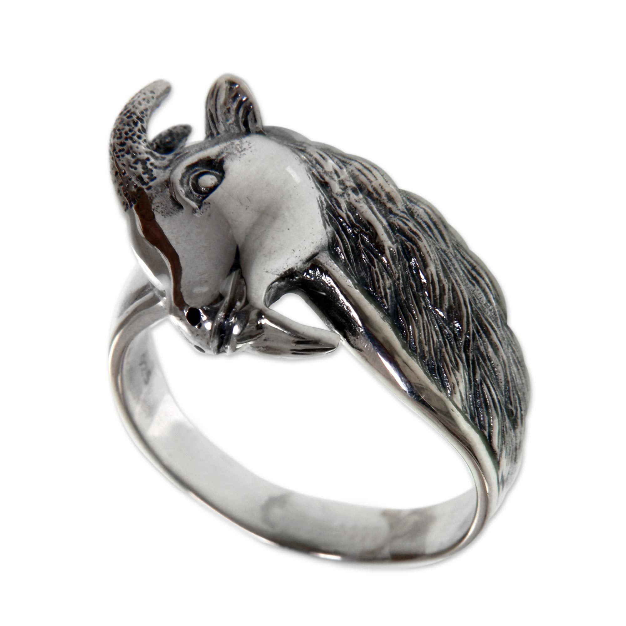 NOVICA Men's sterling silver ring, 'Capricorn' - Walmart.com