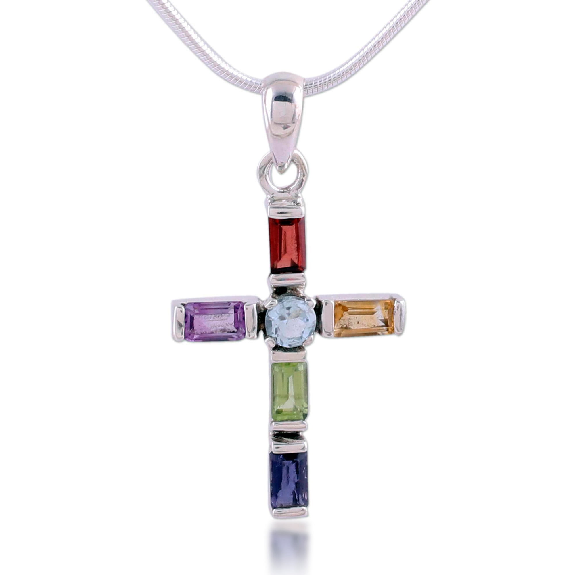 NOVICA Multi-gemstone cross choker, 'Colorful Cross' - Walmart.com