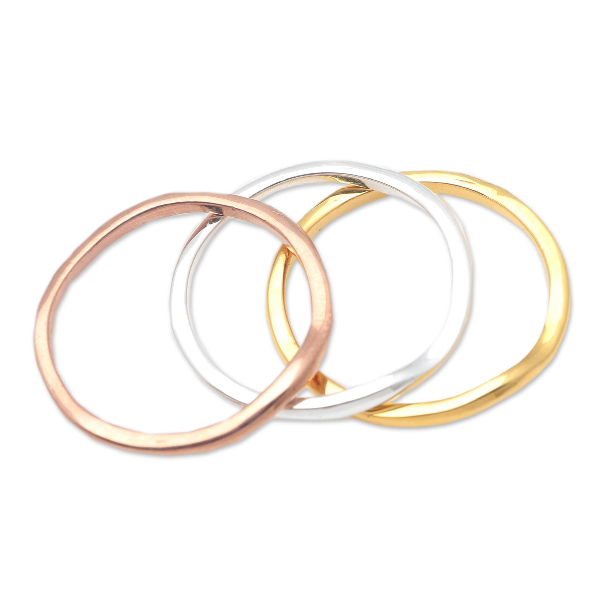 NOVICA Multi-metal stacking rings, 'Life is Easy' (set of 3) - Walmart.com