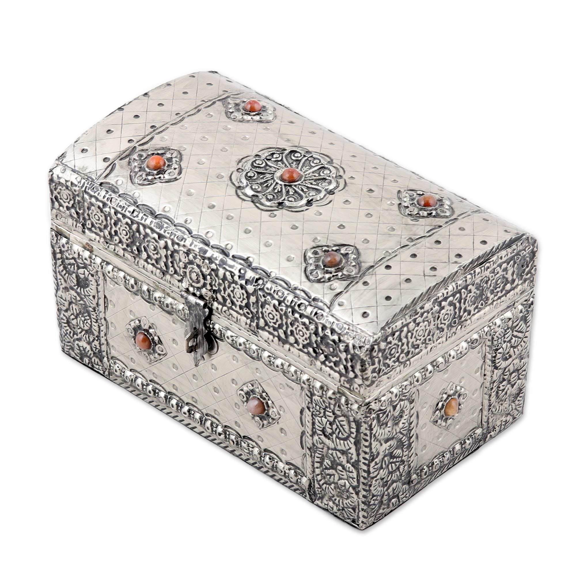 NOVICA Artisan Handmade Nickel Plated Brass Jewelry Box Repousse from ...