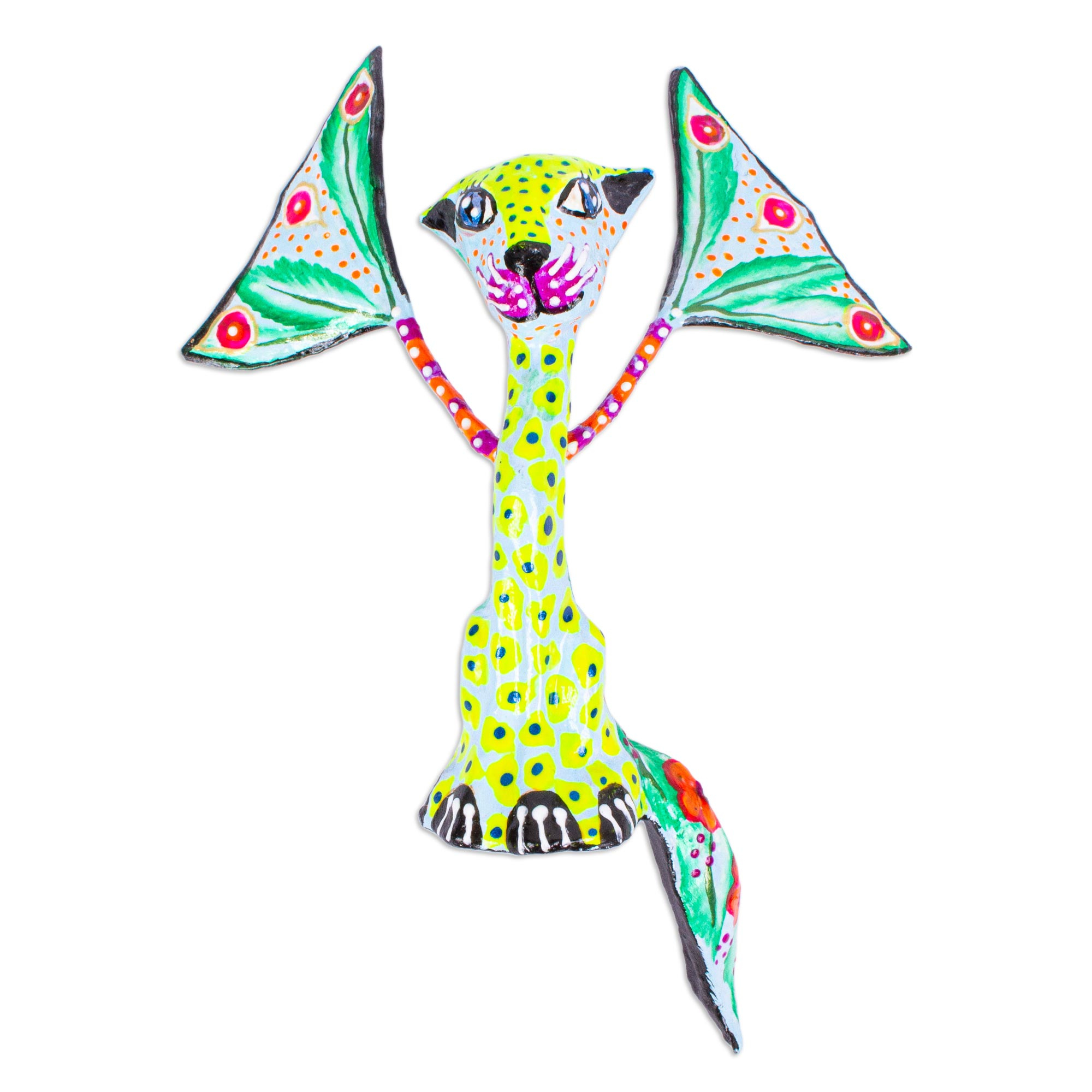 NOVICA Papier mache alebrije sculpture, 'Fanciful Cat' - Walmart.com
