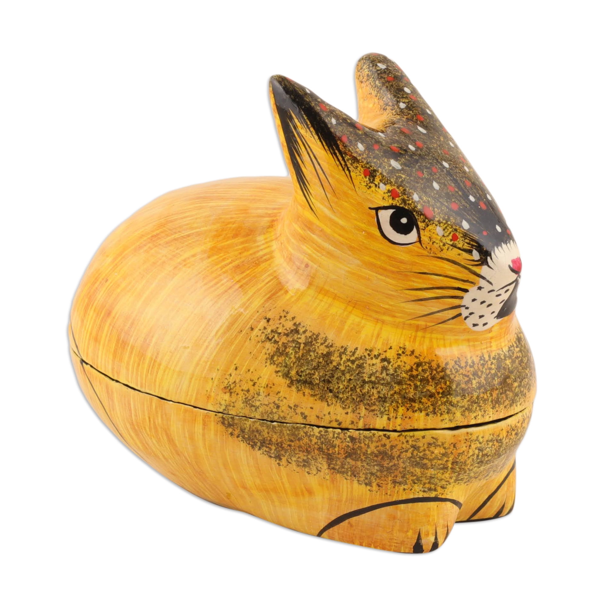 NOVICA Papier mache decorative box, 'Orange Rabbit' - Walmart.com