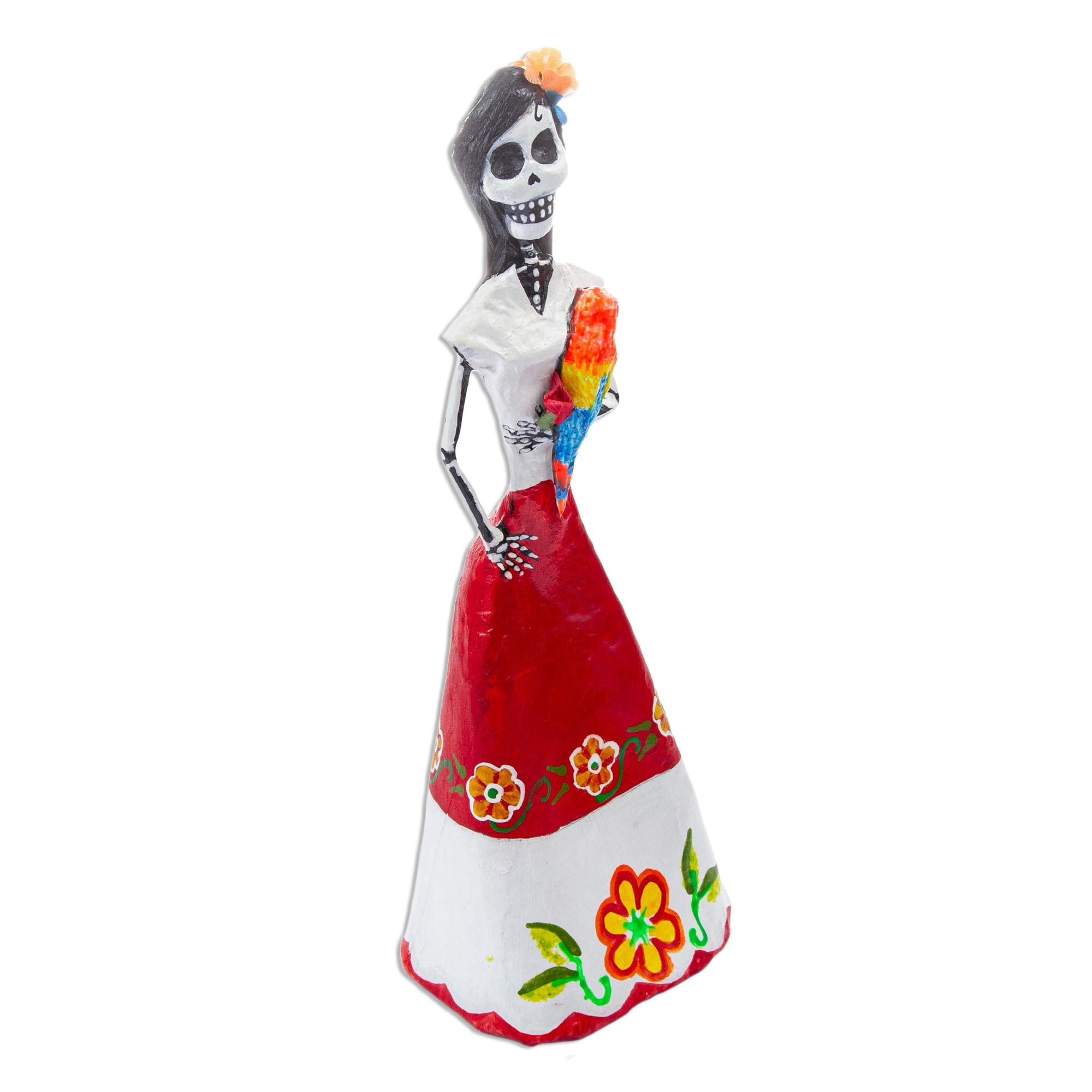 NOVICA Papier mache sculpture, 'Catrina with Macaw' - Walmart.com
