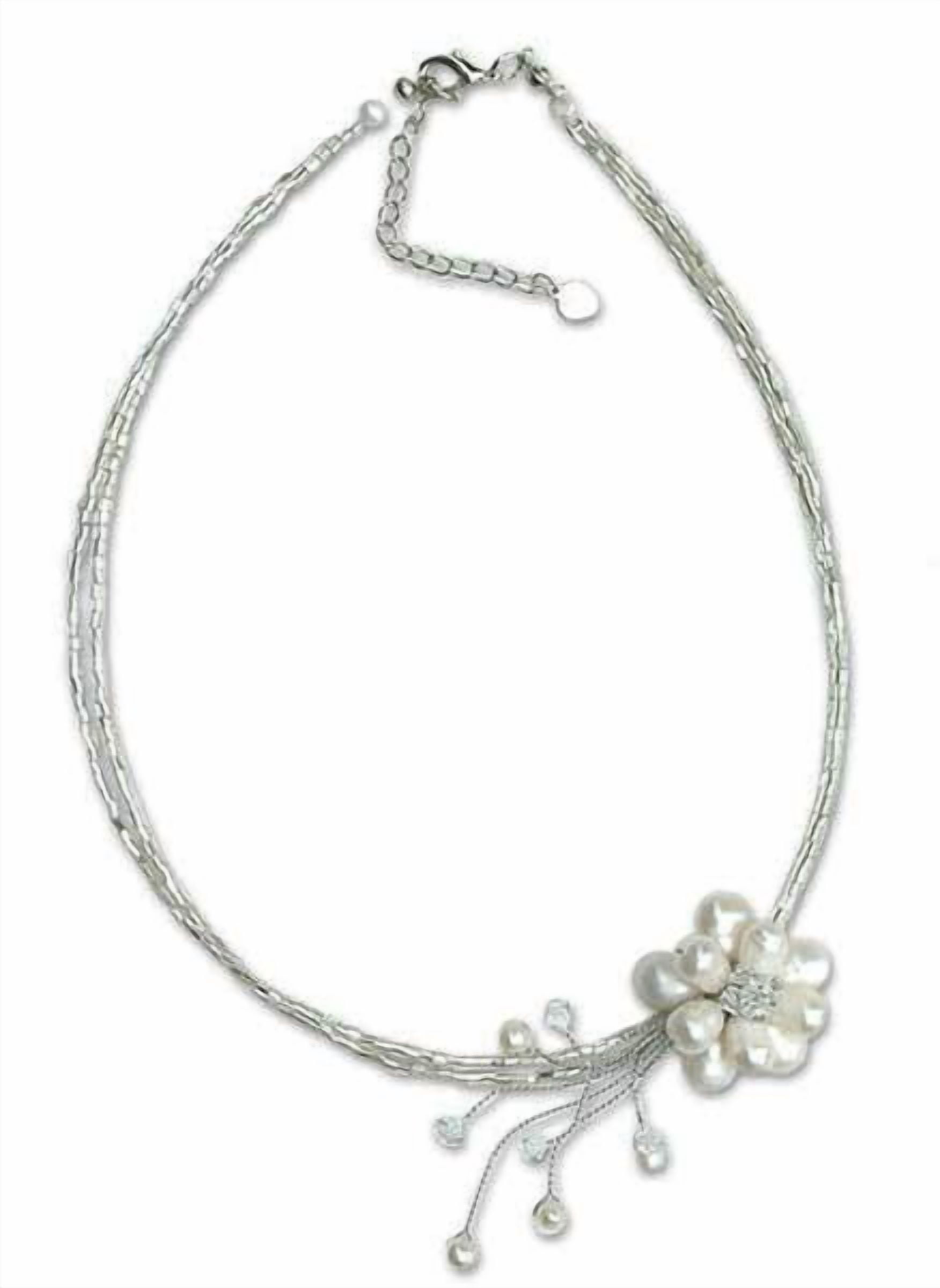 NOVICA Pearl choker, 'Floral Bride' - Walmart.com