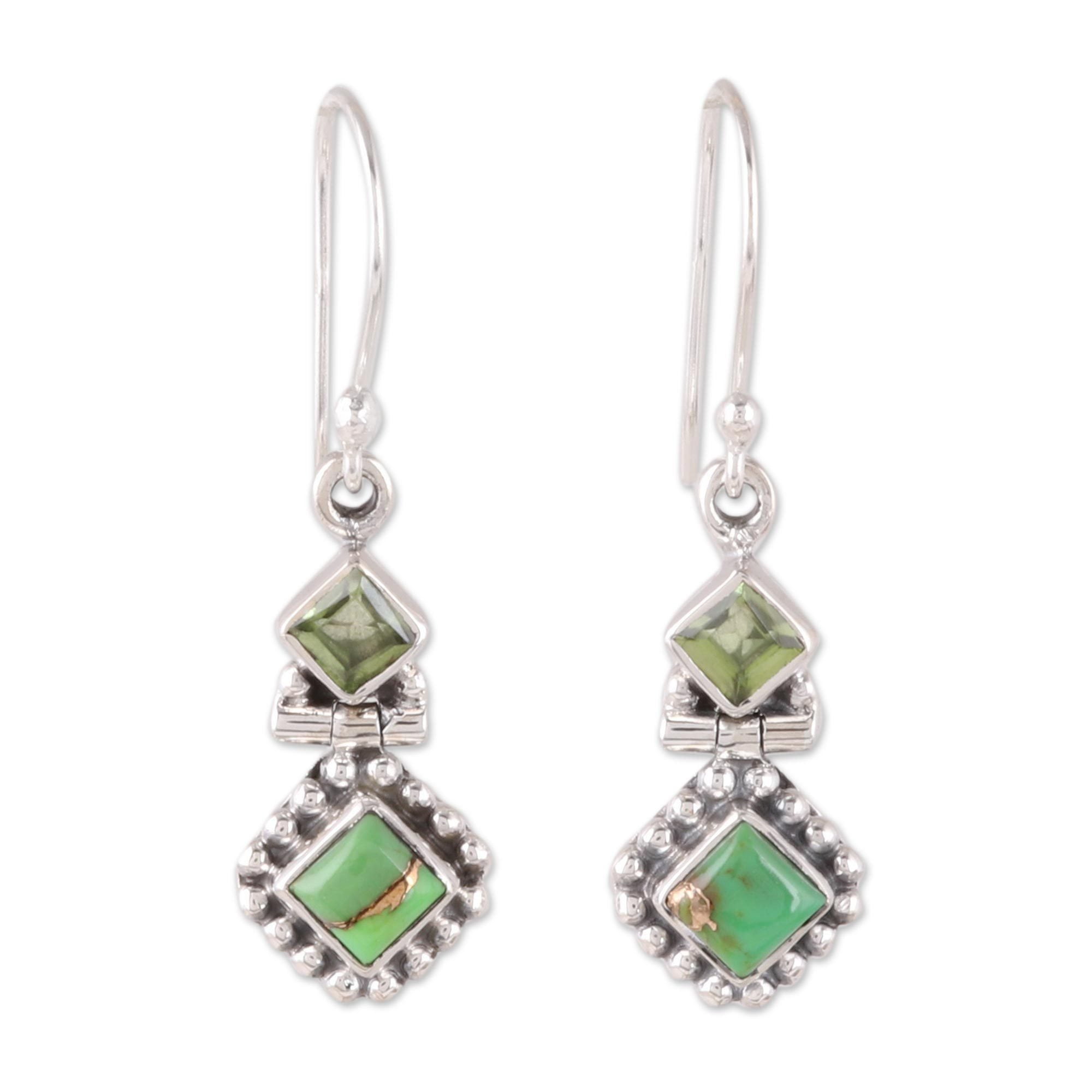 NOVICA Peridot and composite turquoise dangle earrings, 'Beautiful Delight' - Walmart.com