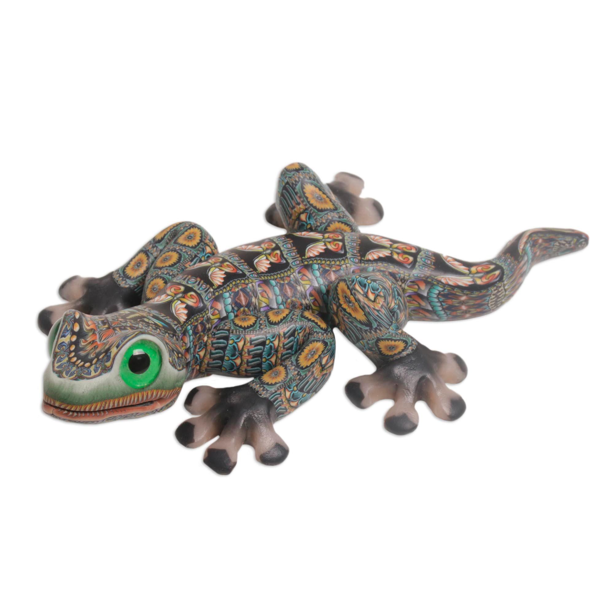 NOVICA Artisan Handcrafted Polymer Clay Sculpture Gecko 5.5 Inch ...