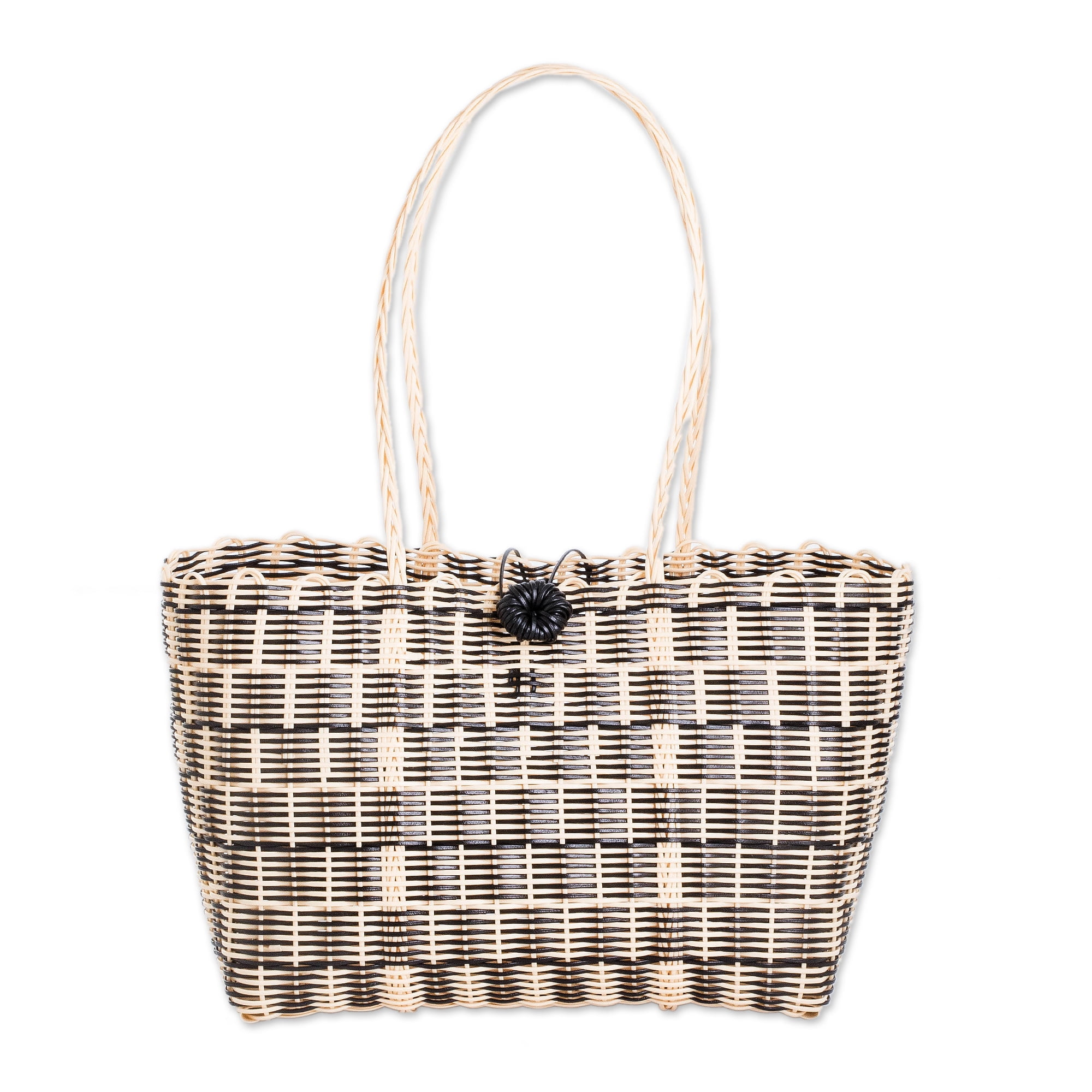 NOVICA Recycled plastic tote, 'Delightful Day in Black' - Walmart.com