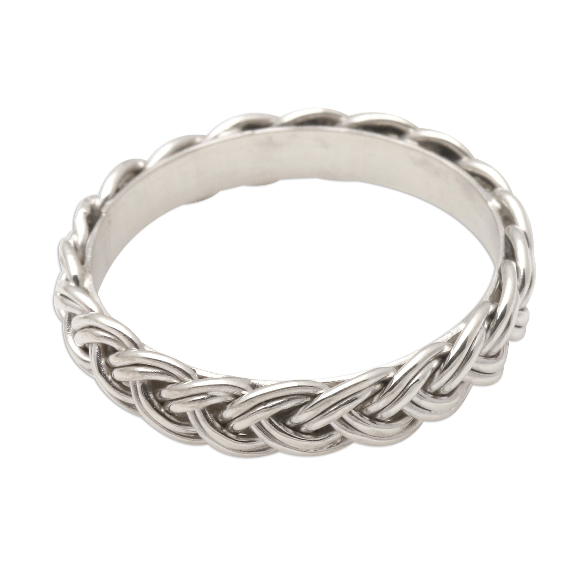 NOVICA Sterling silver band ring, 'Amlapura Braid' - Walmart.com