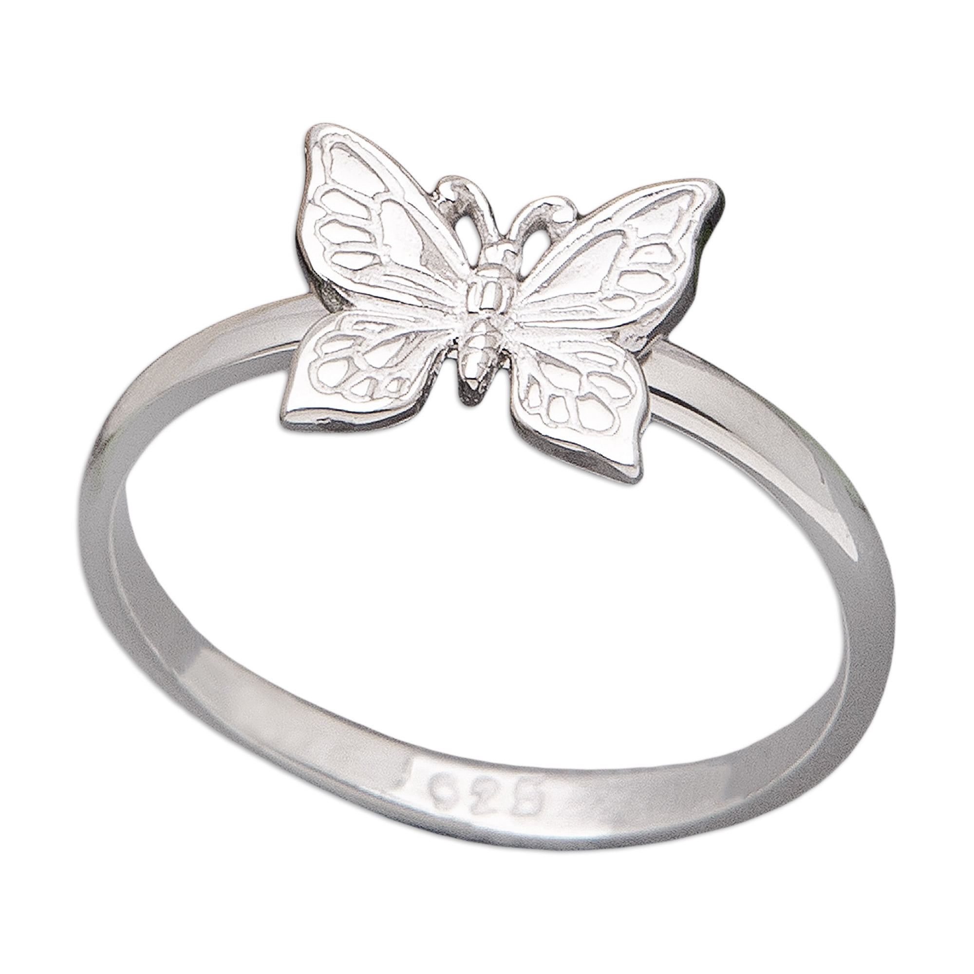NOVICA Sterling silver band ring, 'Flying Butterfly' - Walmart.com