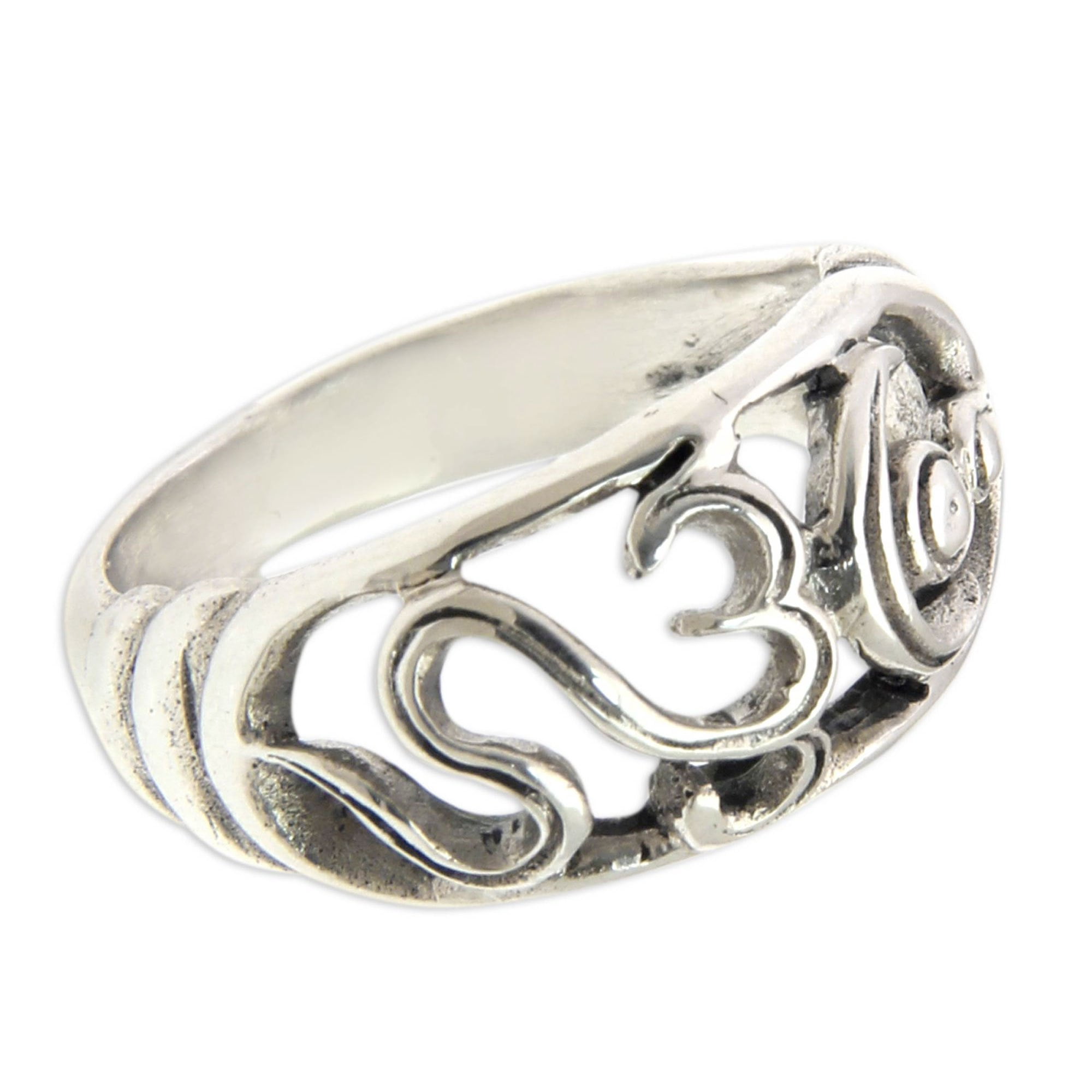 NOVICA Sterling silver band ring, 'Sukawati Om Kara' - Walmart.com