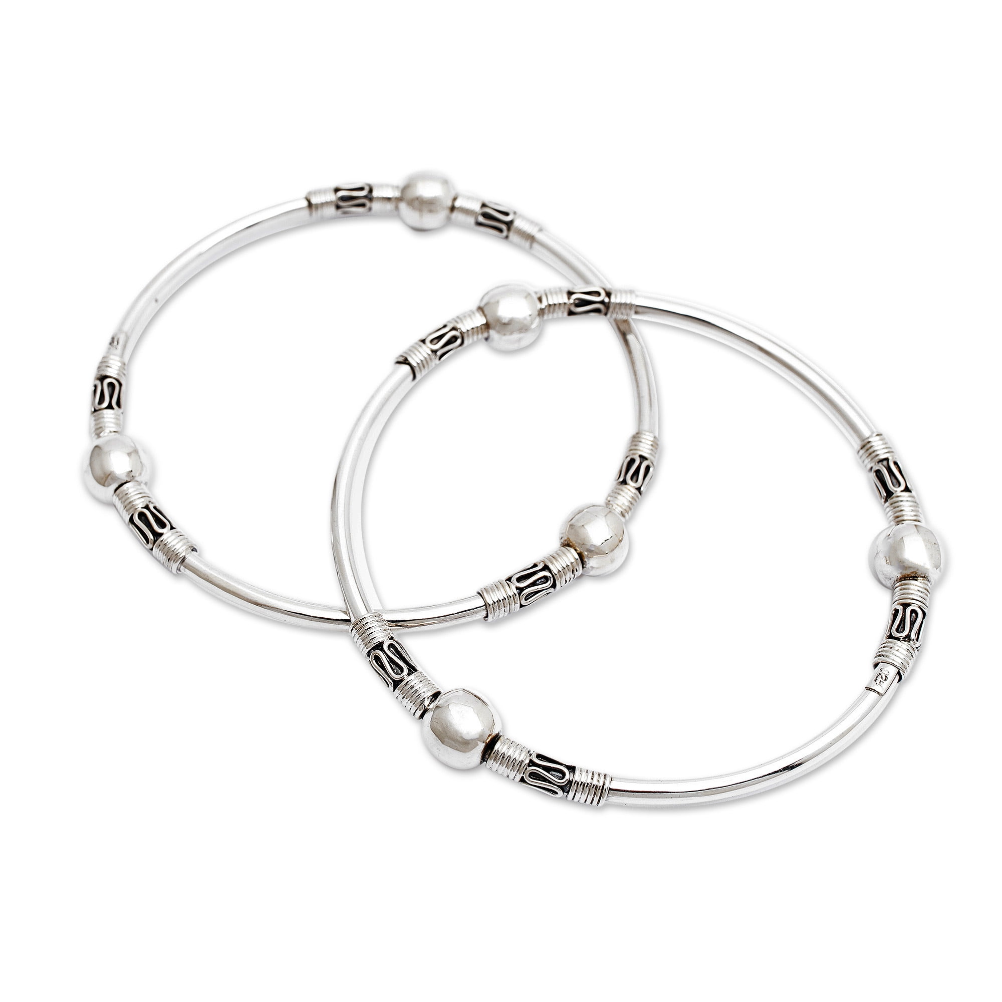 NOVICA Sterling silver bangle bracelets, 'Ubud Moons' (pair) - Walmart.com