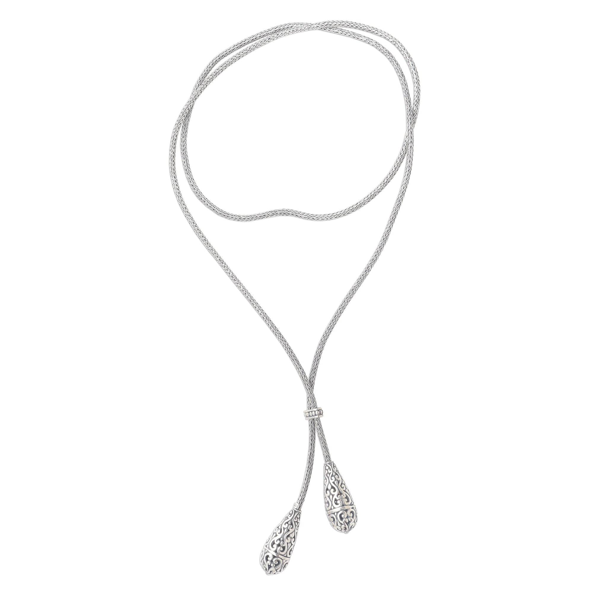 NOVICA Sterling silver lariat necklace, 'Plain and Fancy' - Walmart.com