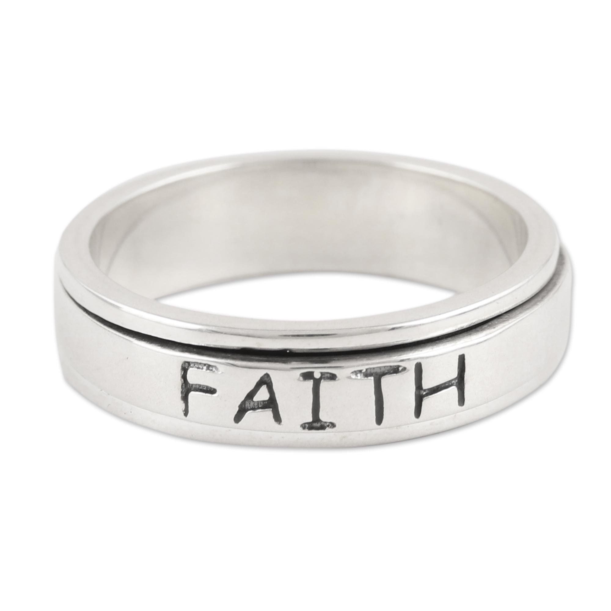 NOVICA Sterling silver meditation ring, 'Bond of Faith' - Walmart.com