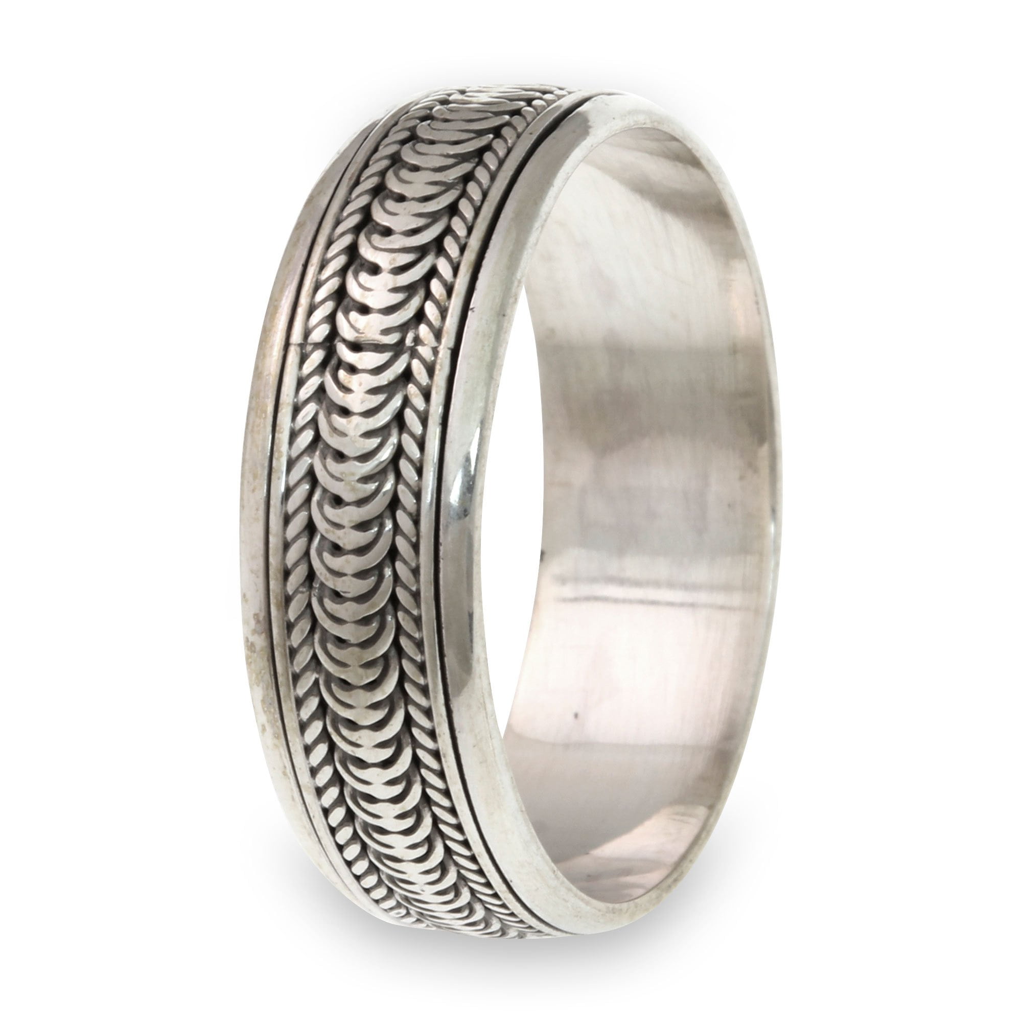 NOVICA Sterling silver meditation spinner ring, 'Infinity Path ...