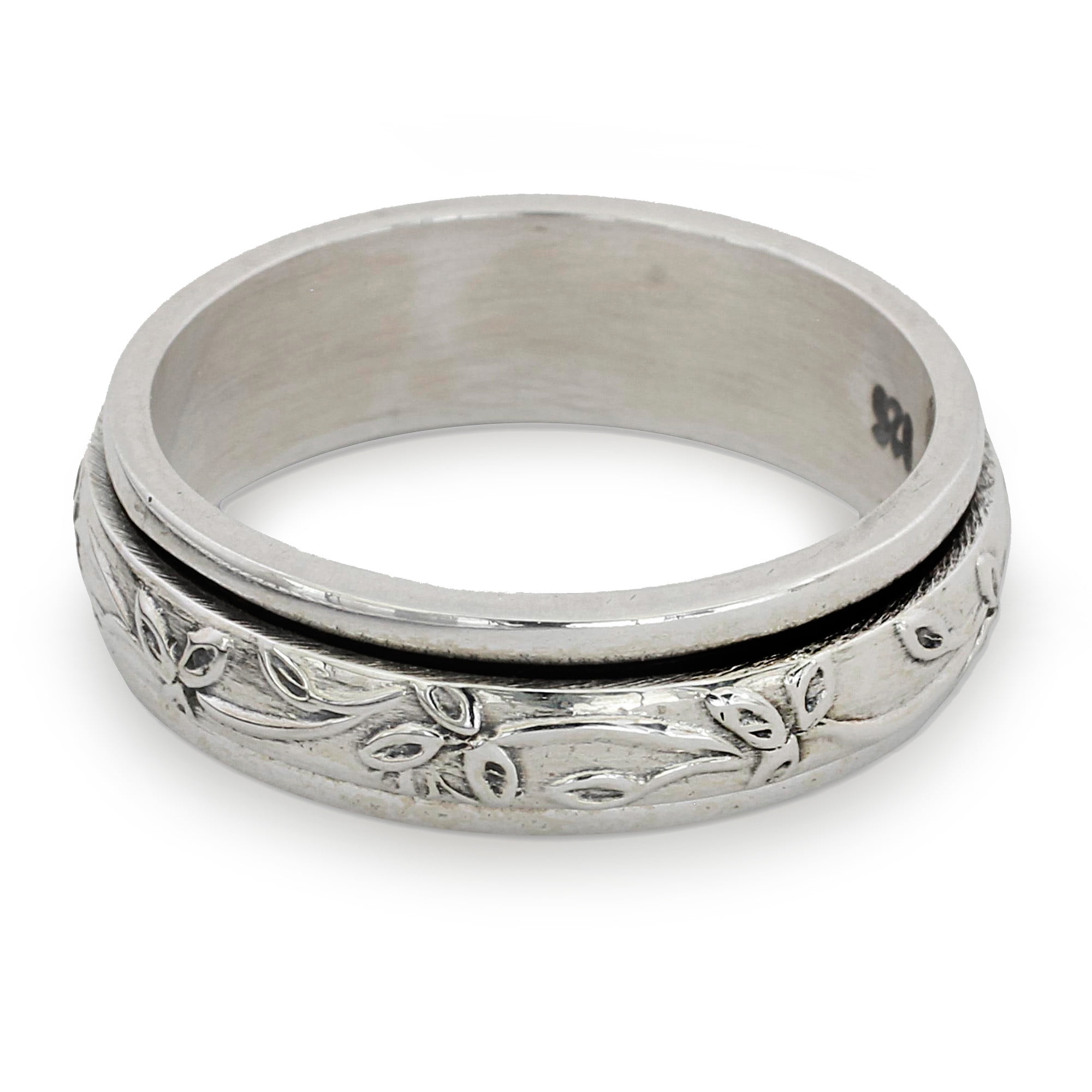 NOVICA Sterling silver meditation spinner ring, 'Spinning Leaves ...