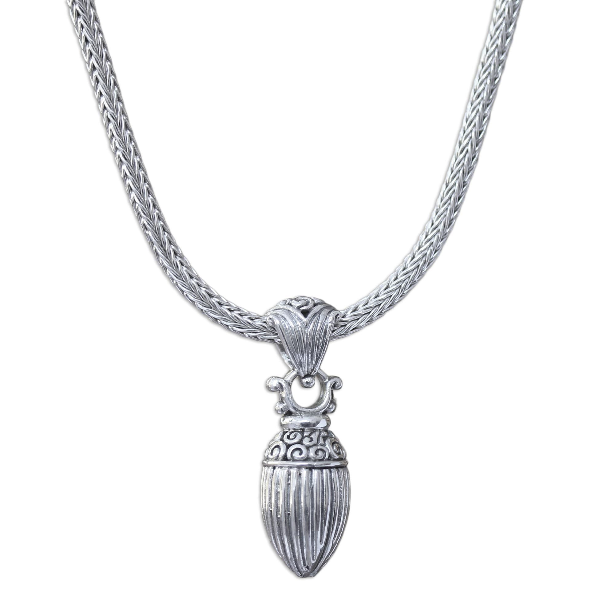 NOVICA Sterling silver pendant necklace, 'Balinese Walnut' - Walmart.com