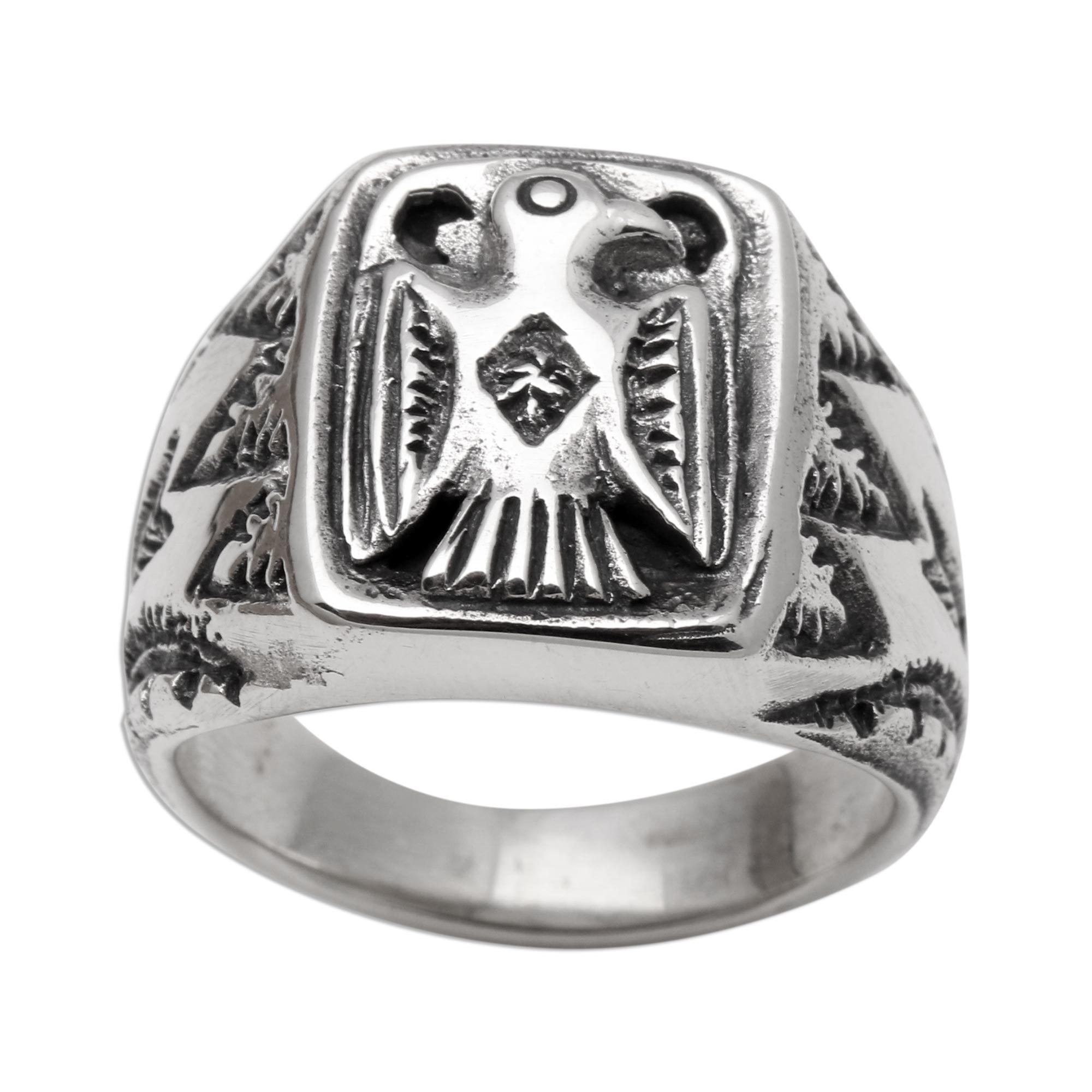 NOVICA Sterling silver signet ring, 'Ancient Eagle' - Walmart.com