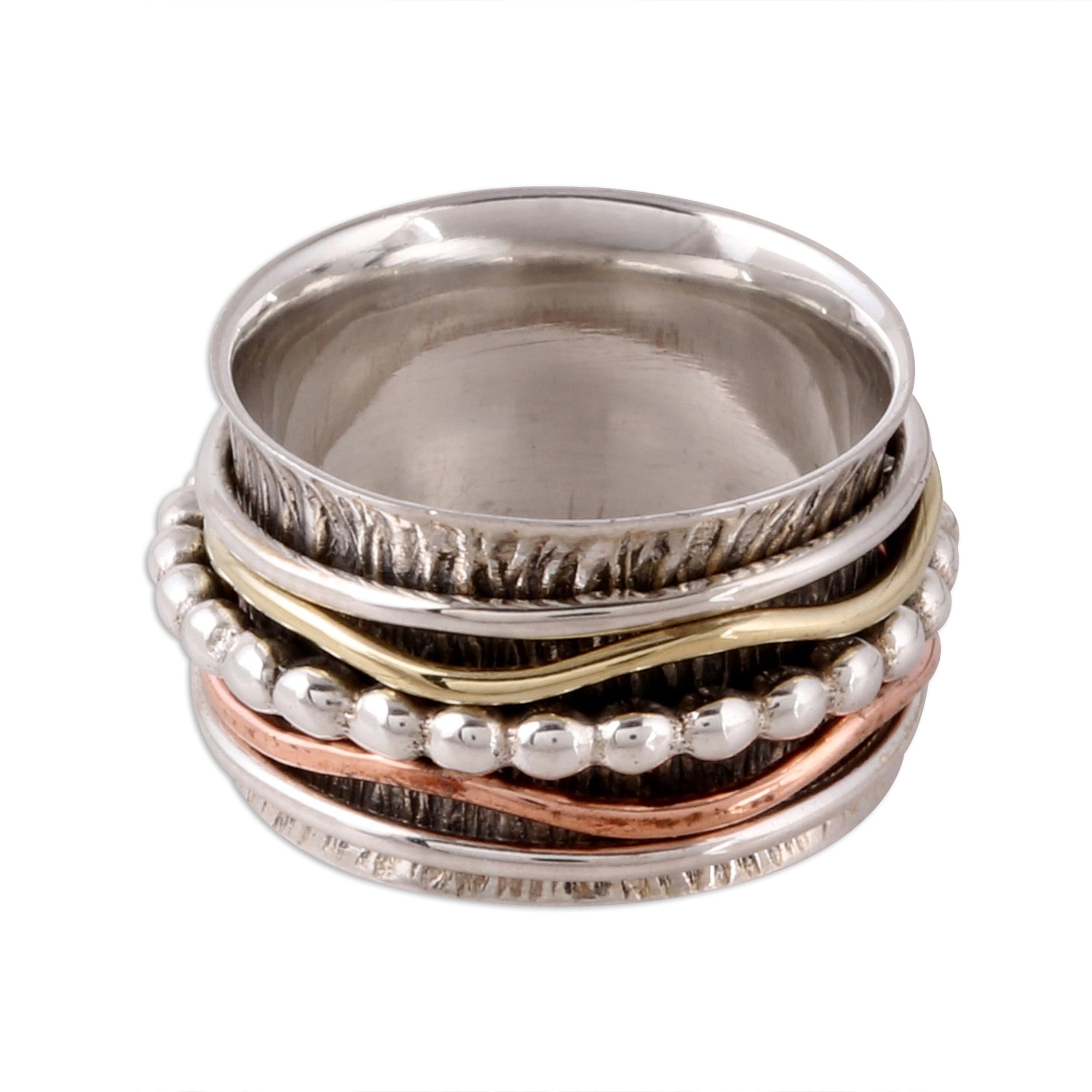 NOVICA Sterling silver spinner ring, 'Dotted Flair' - Walmart.com