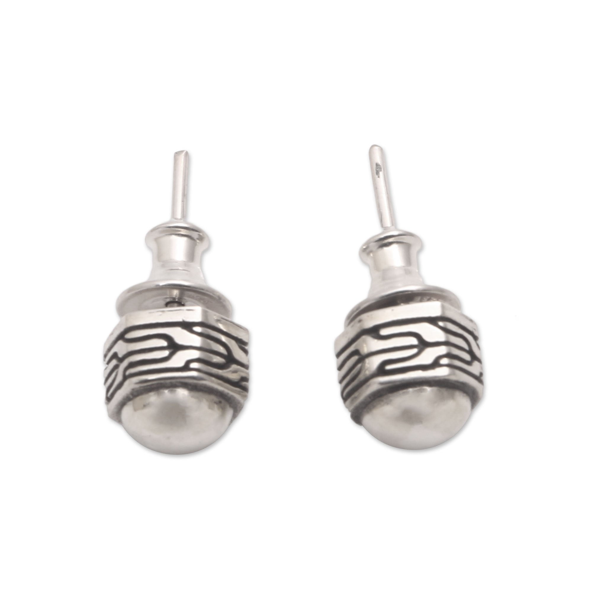 NOVICA Sterling silver stud earrings, 'Stamp of Freedom' - Walmart.com
