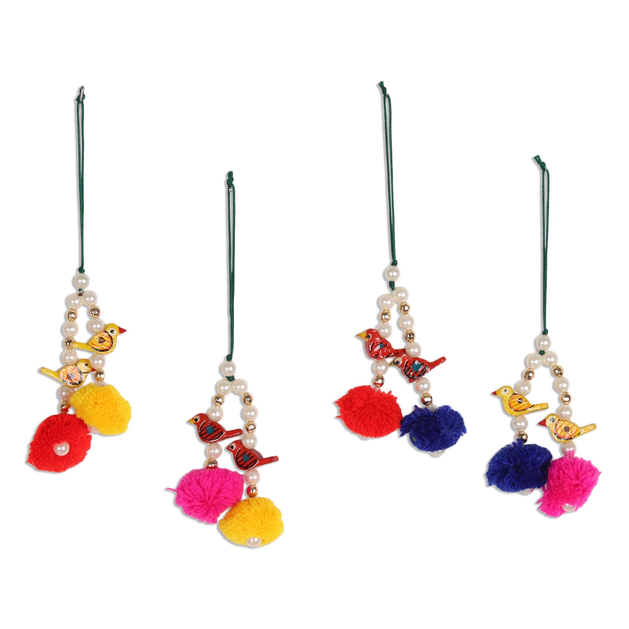 NOVICA Wood beaded ornaments, 'Vibrant Song' (set of 4) - Walmart.com