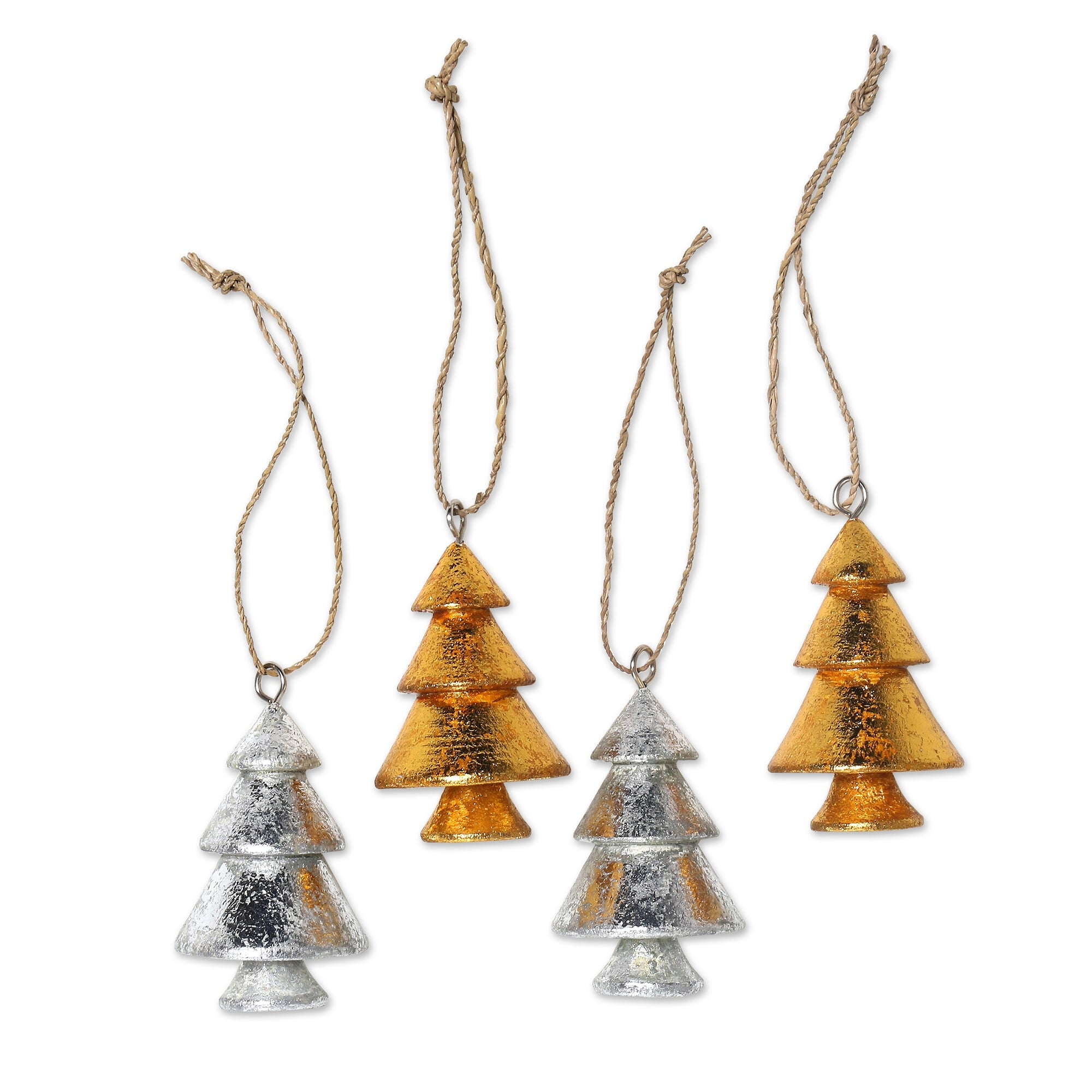 NOVICA Wood holiday ornaments, 'Sparkling Trees' (set of 4) - Walmart.com