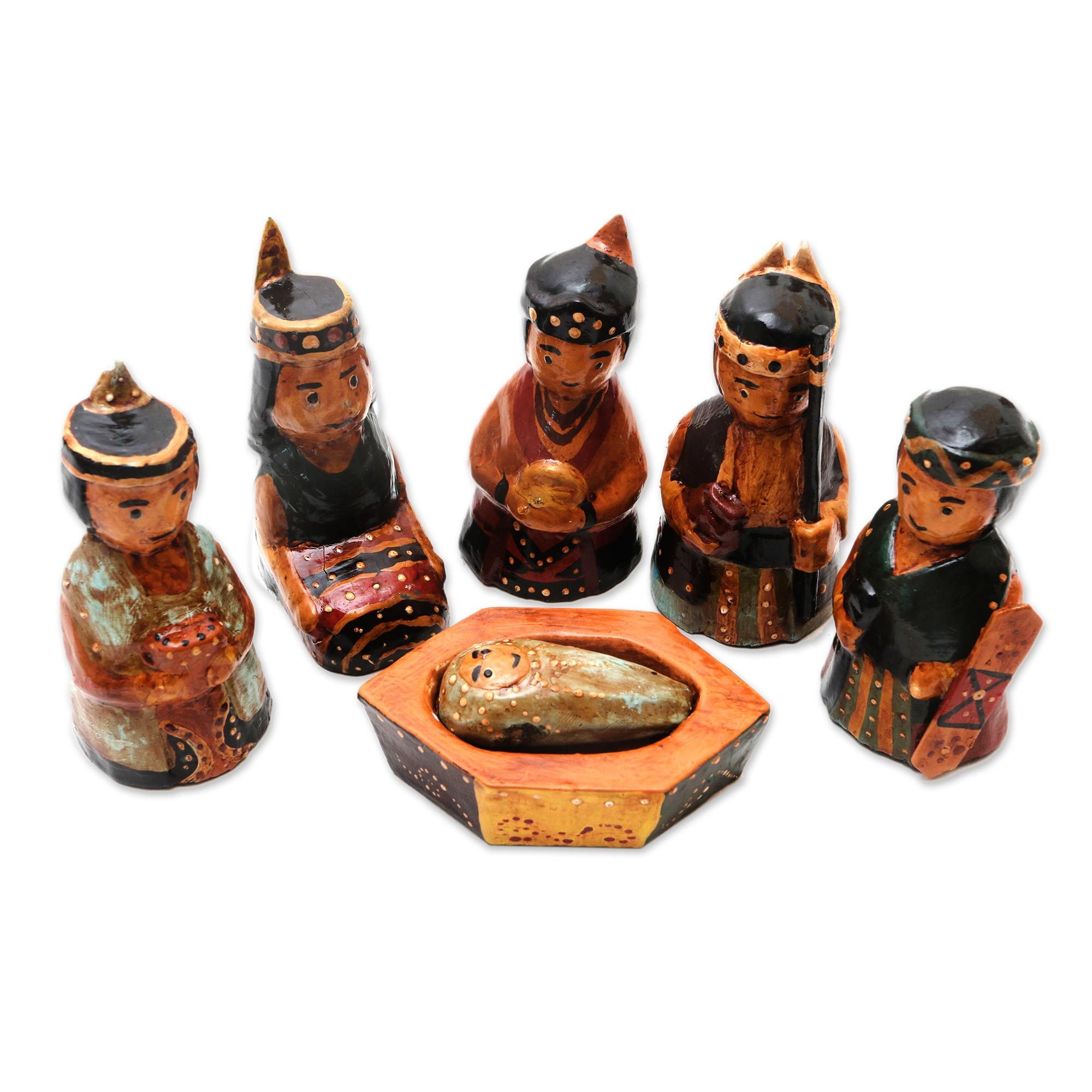 NOVICA Wood nativity scene, 'Dayak Nativity' (6 pieces) - Walmart.com