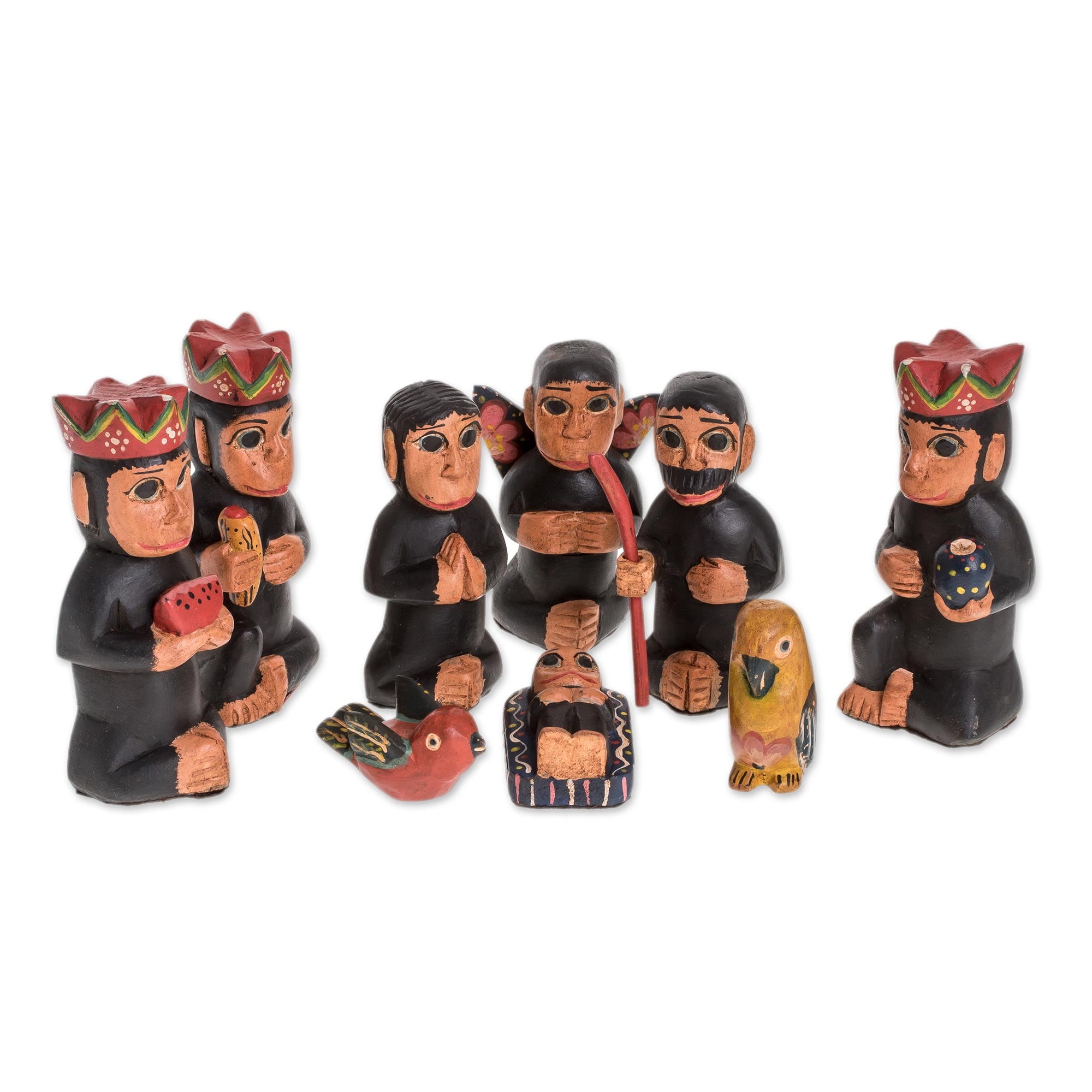 NOVICA Wood nativity scene, 'Monkey Nativity' - Walmart.com