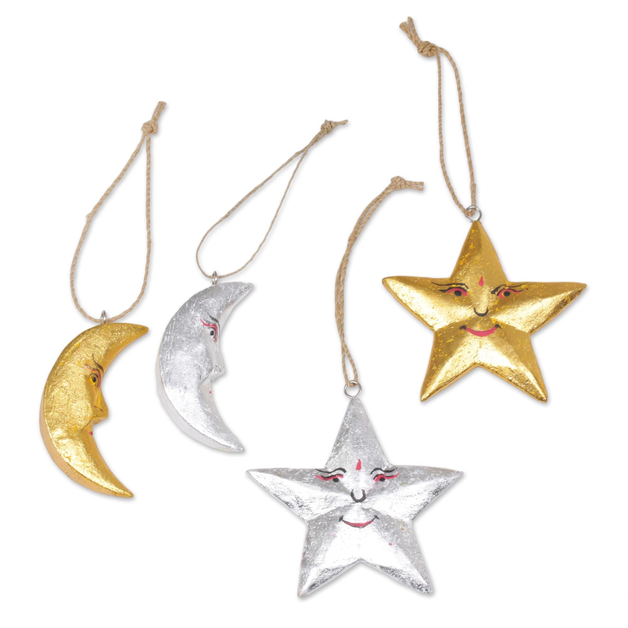 NOVICA Wood ornaments, 'Stellar Holiday' (set of 4) - Walmart.com