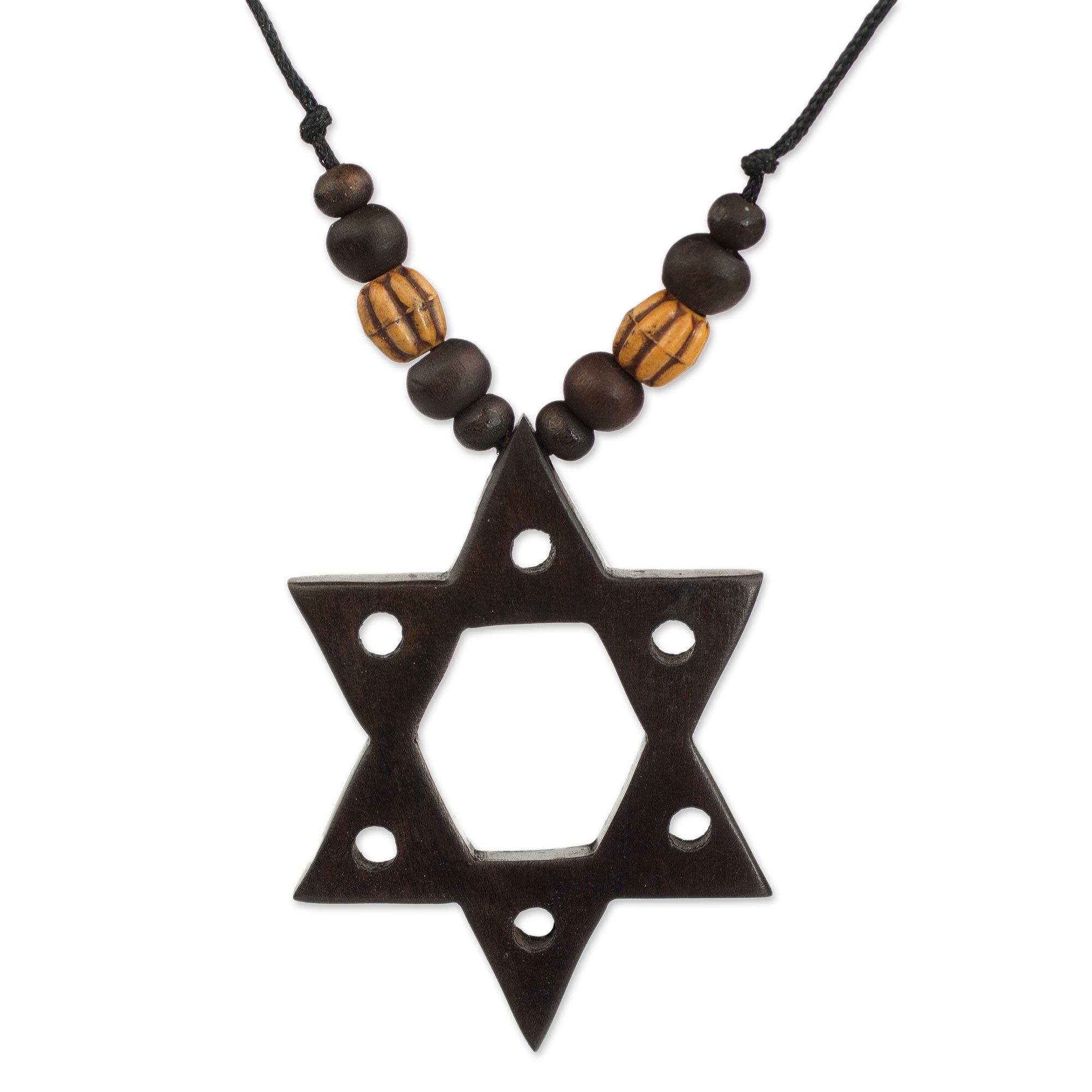 NOVICA Wood pendant necklace, 'Star of David' - Walmart.com