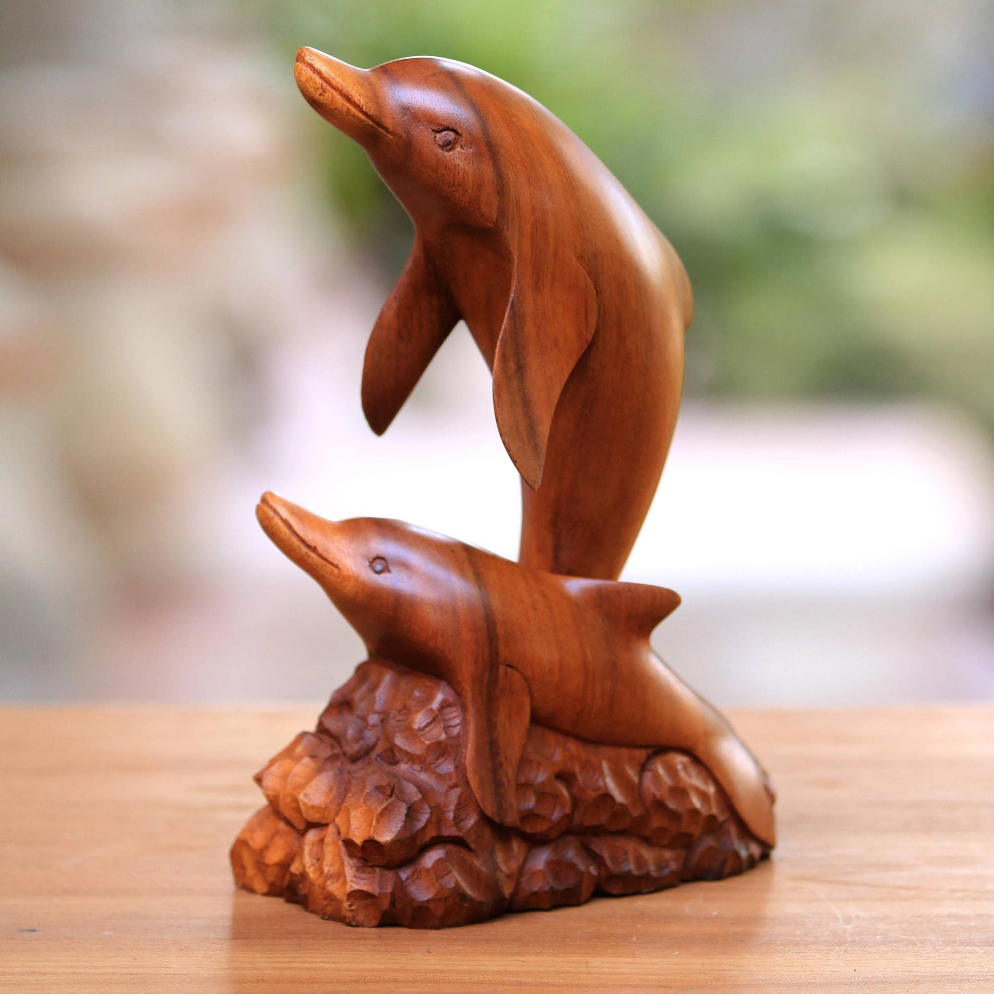 NOVICA Wood sculpture, 'Dolphin Generation' - Walmart.com