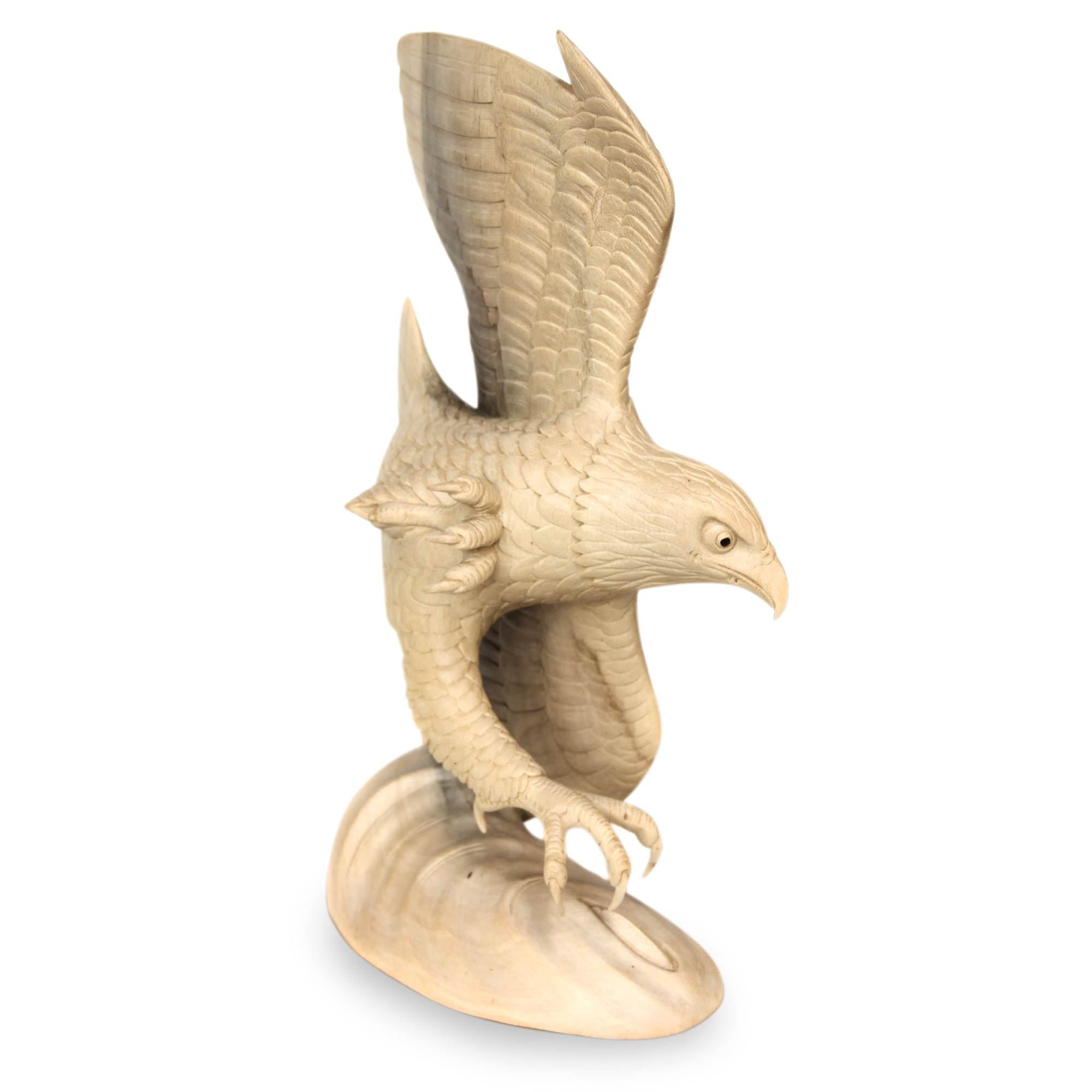 NOVICA Artisan Handmade Wood Sculpture Unique Bird Brown Indonesia ...