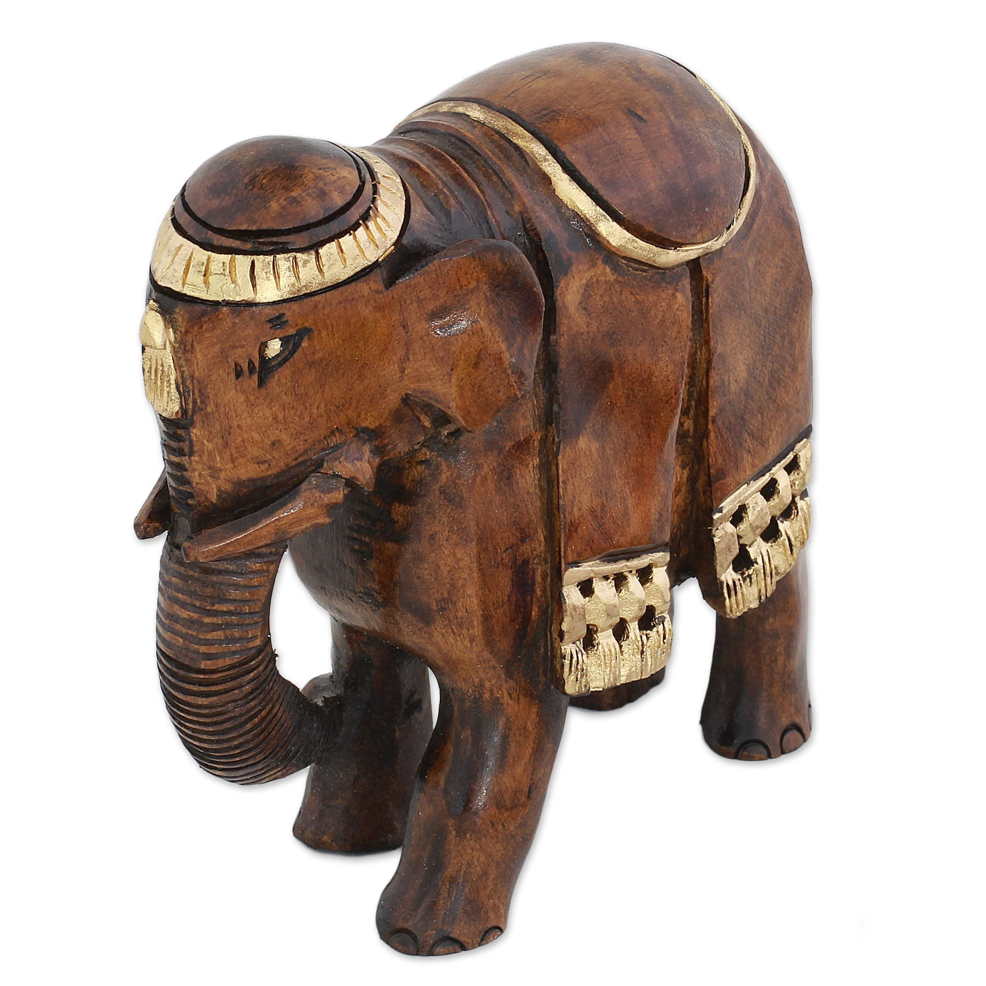 NOVICA Wood sculpture, 'King of Elephants' - Walmart.com