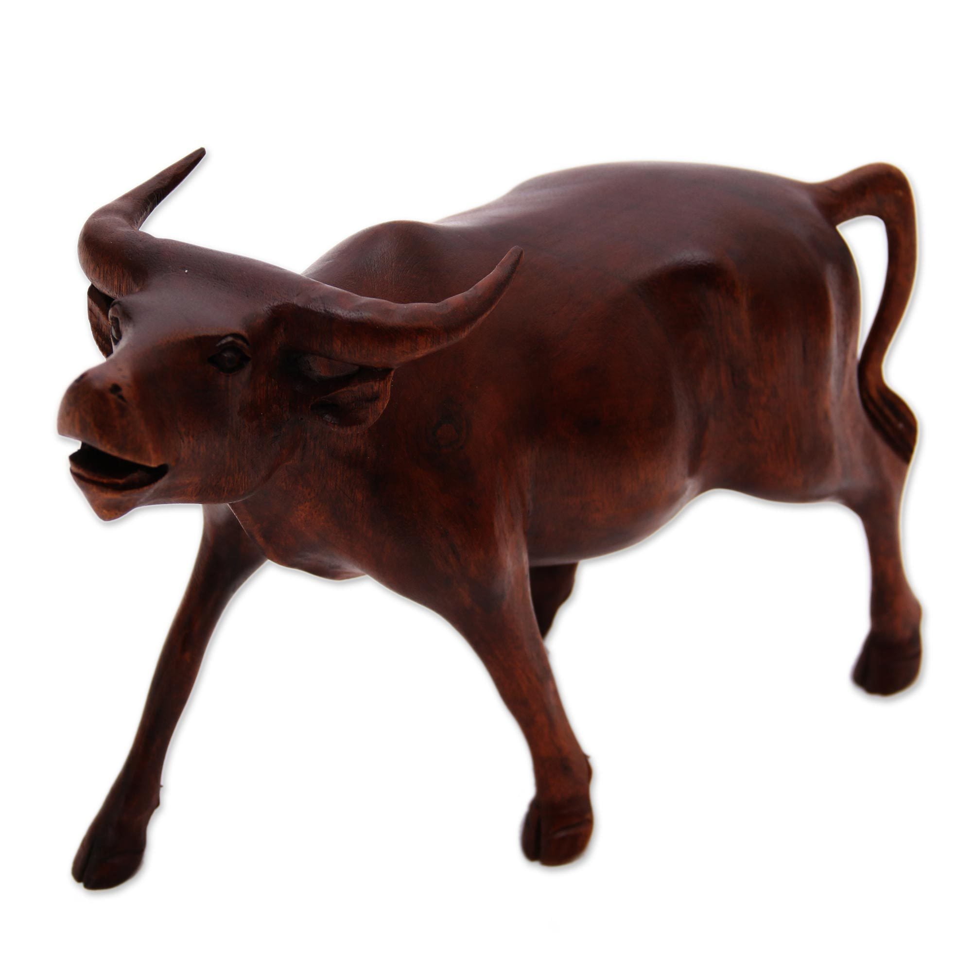 NOVICA Wood sculpture, 'Lowing Buffalo' - Walmart.com