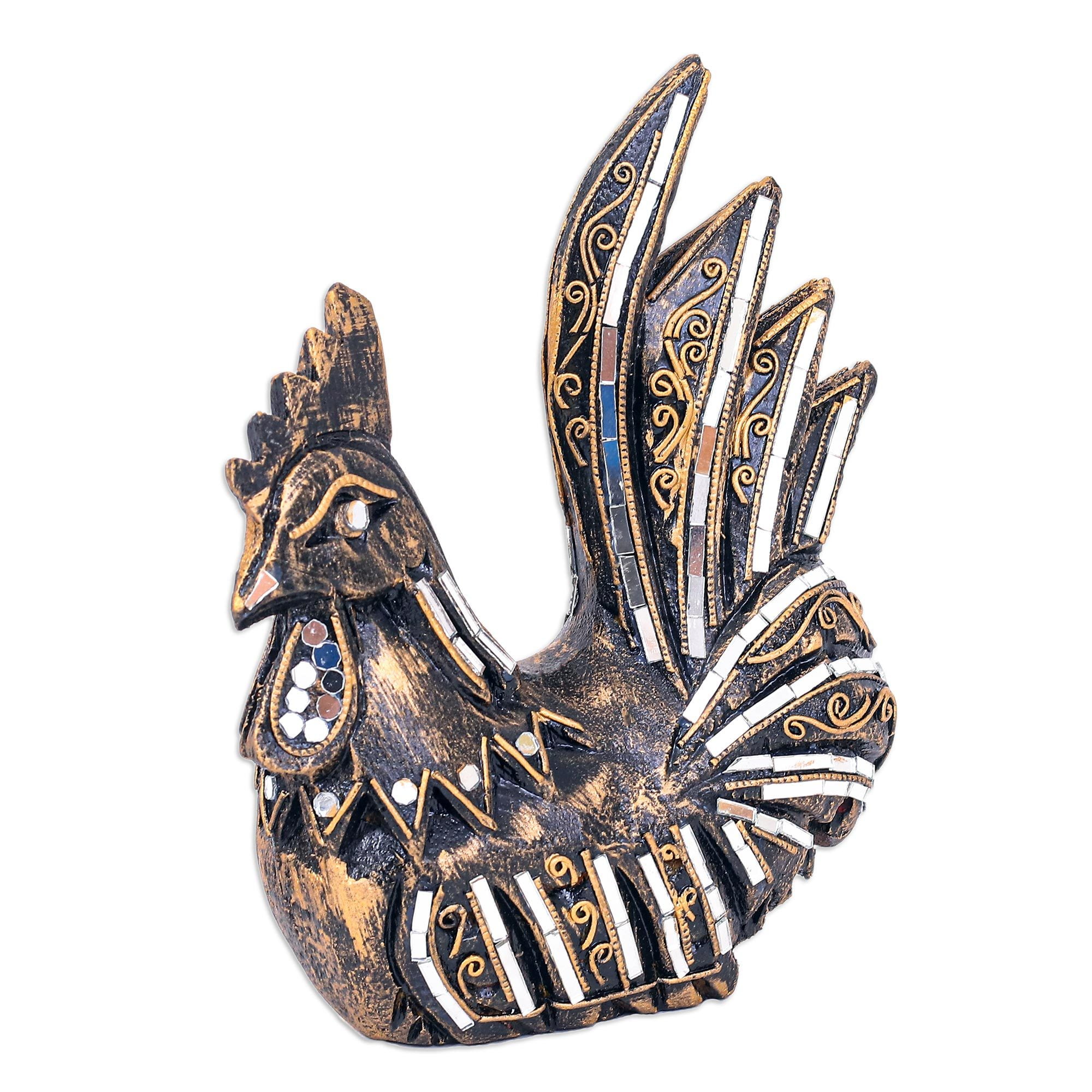 NOVICA Wood sculpture, 'Mirror Chicken' - Walmart.com